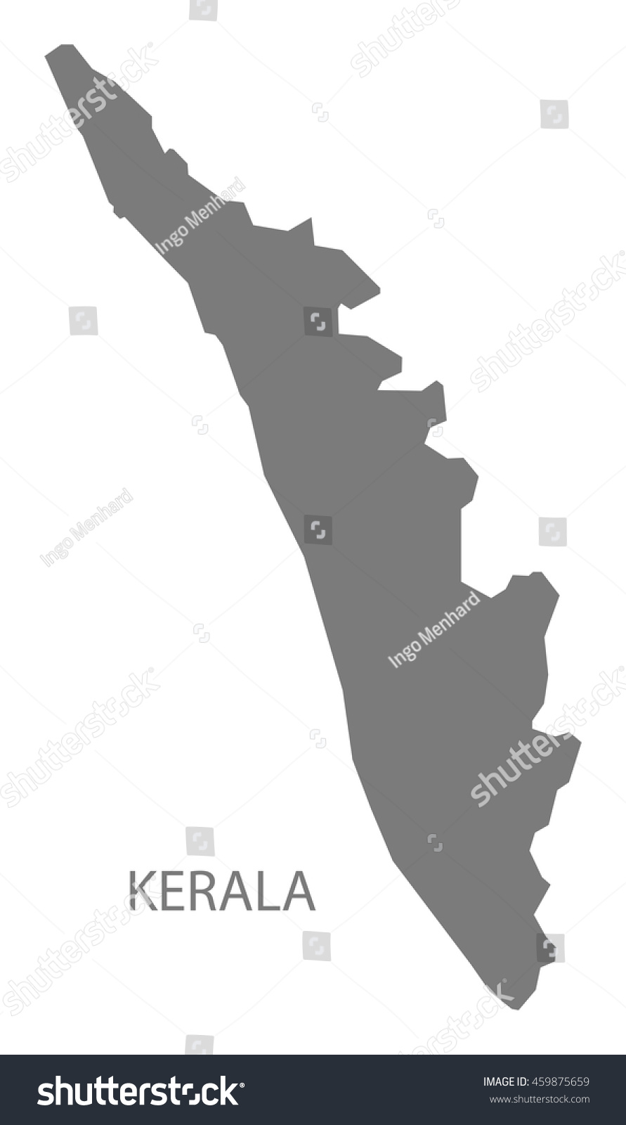 Kerala India Map Grey Stock Vector (Royalty Free) 459875659 | Shutterstock