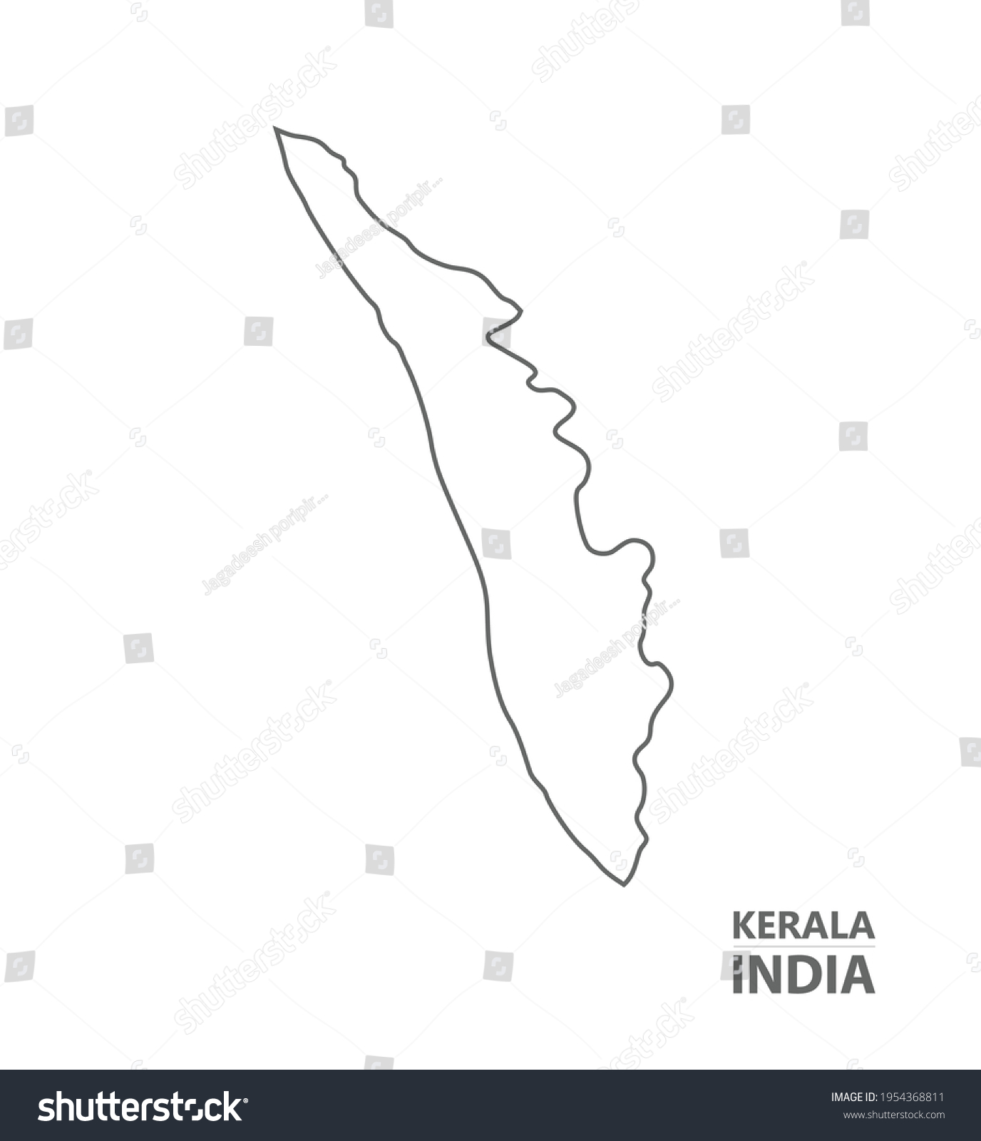 Stock vektor „Kerala Outline Vector Map White Background“ (bez ...