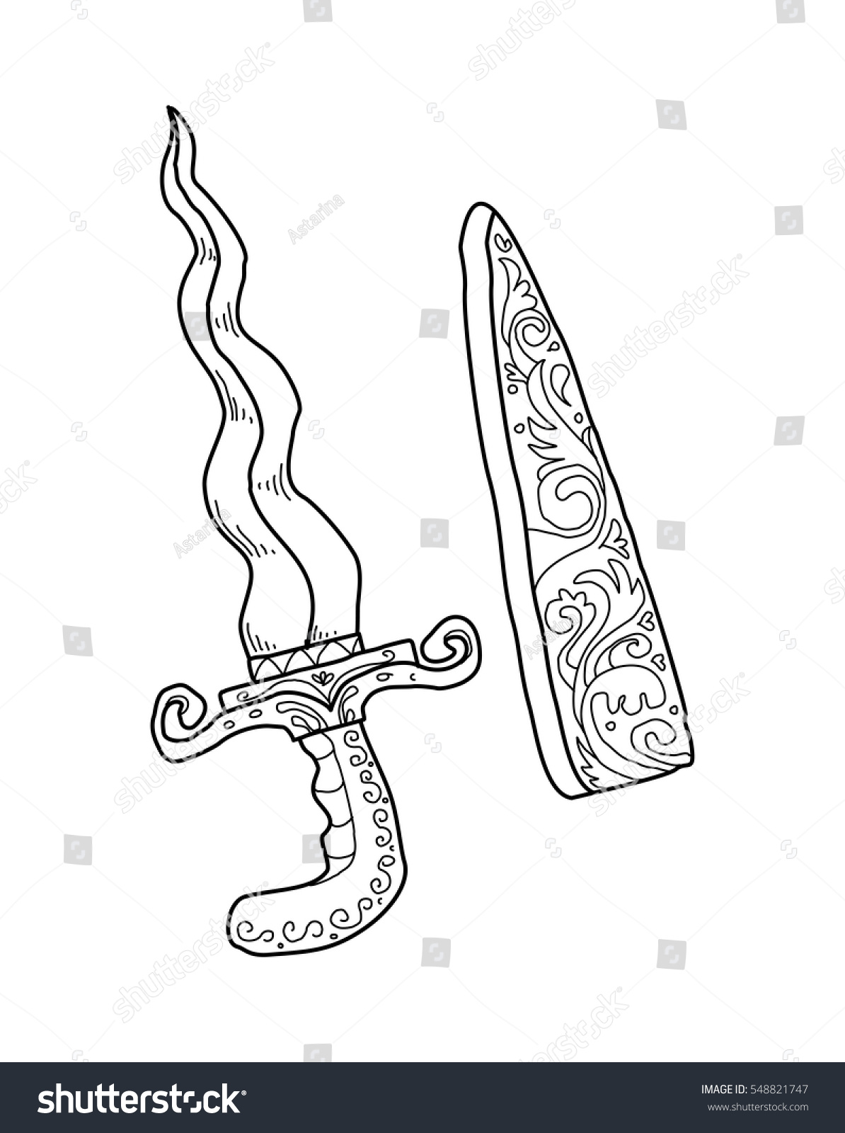 Keris Doodle Stock Vector 548821747 - Shutterstock