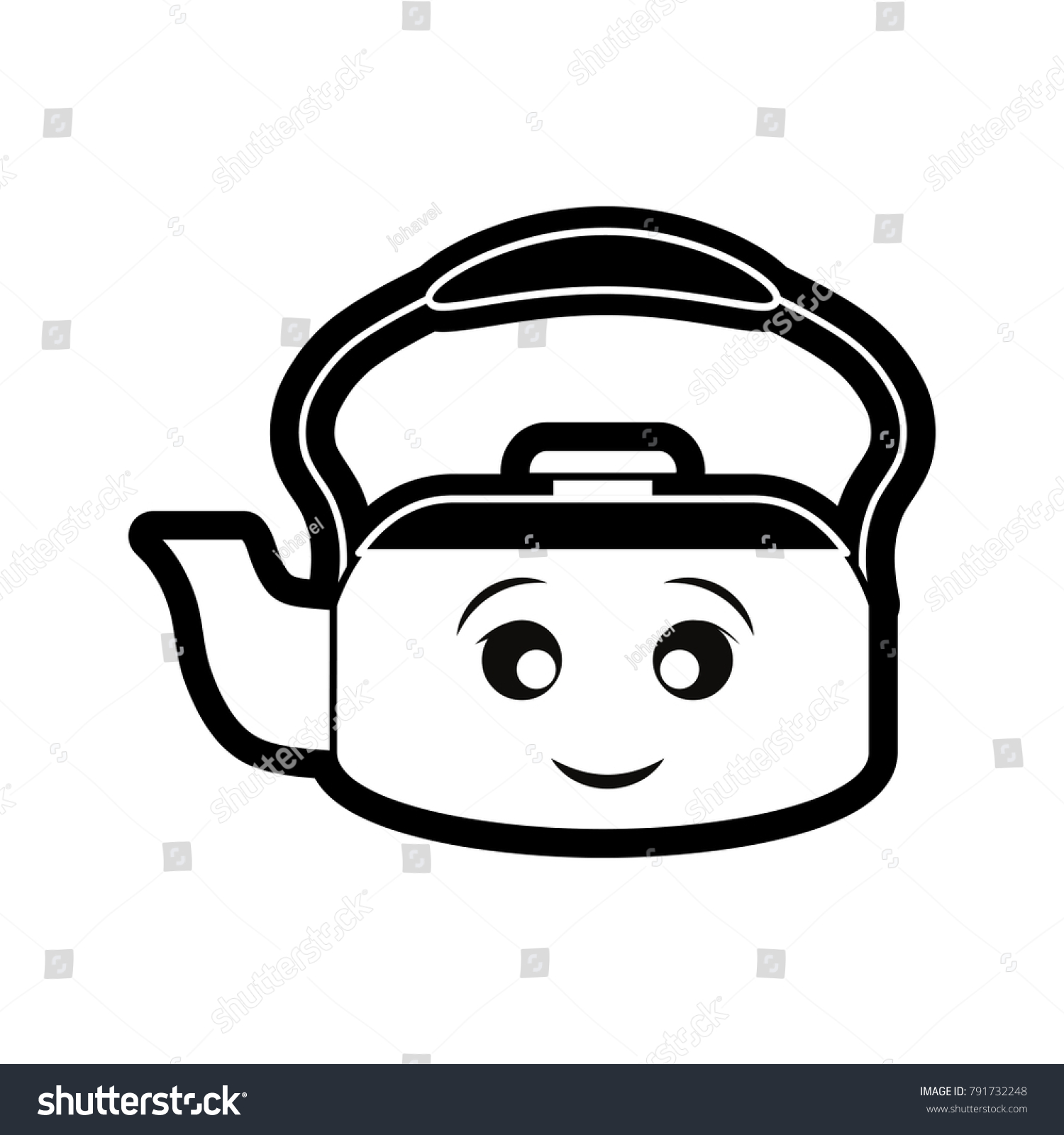 Kettle Kitchen Utensil Smiling Cartoon Stock Vector (Royalty Free ...