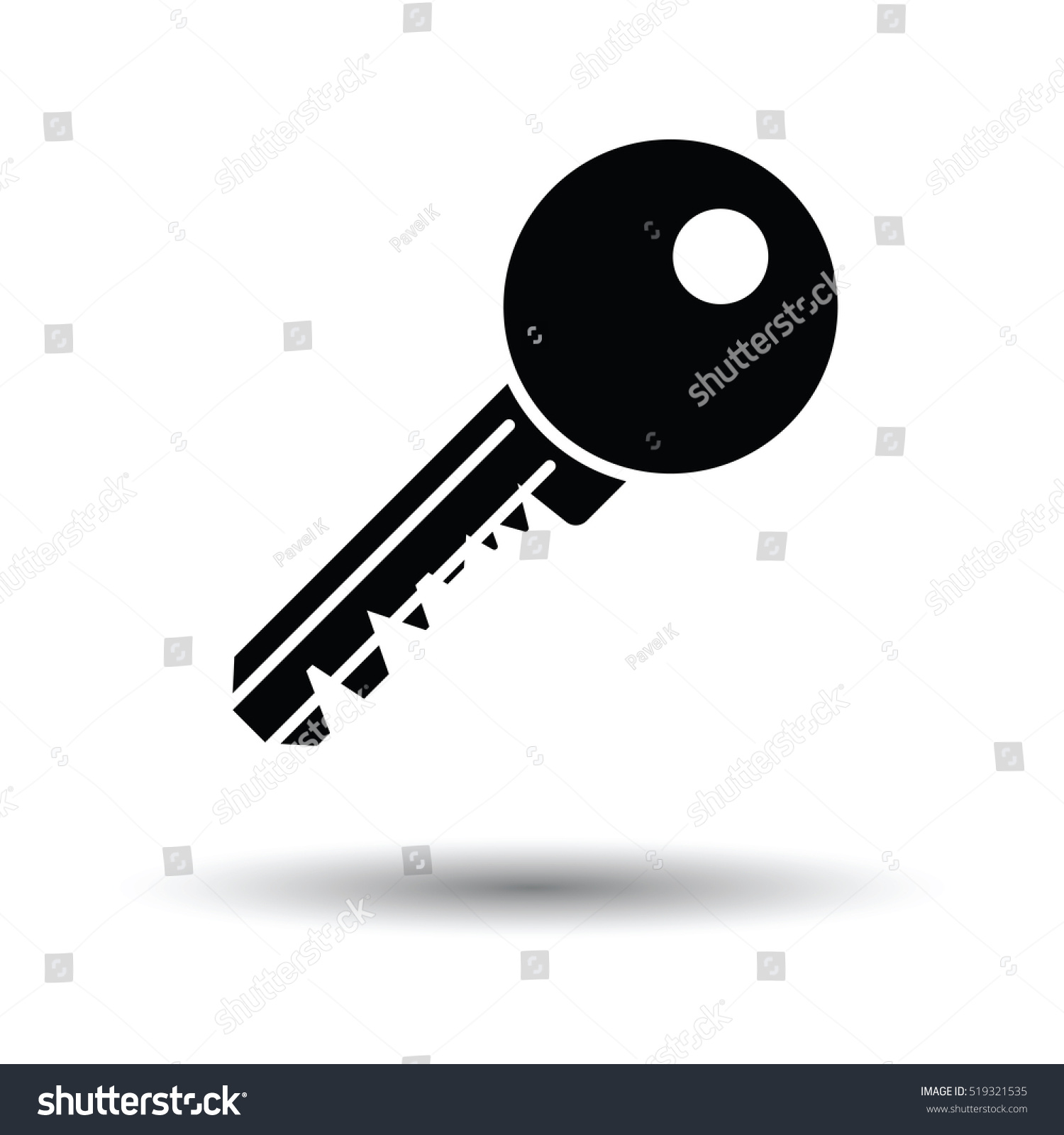 Key Icon White Background Shadow Design Stock Vector (Royalty Free ...