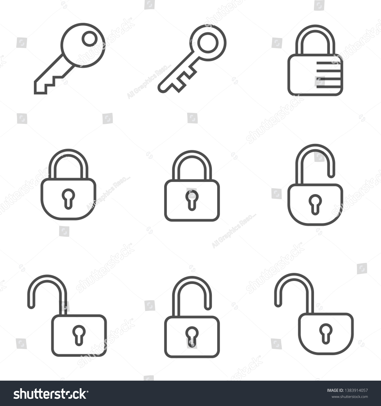 Key Lock Symbol Icons Vector Stock Vector (Royalty Free) 1383914057