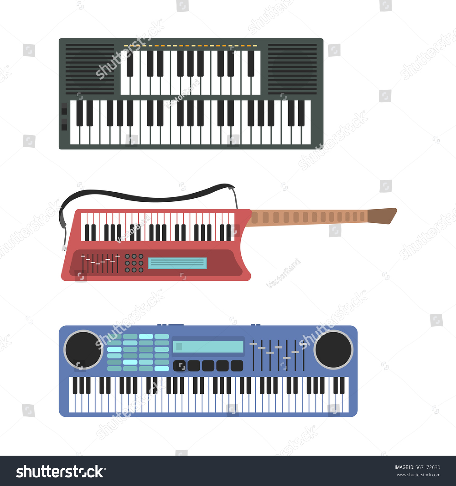 Keyboard Musical Instruments Vector Illustration: vector de stock ...