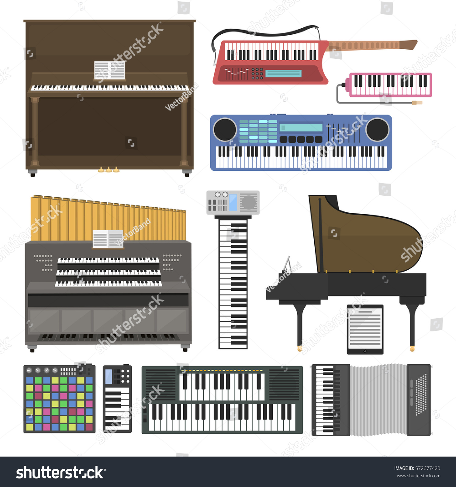 Keyboard Musical Instruments Vector Illustration: vector de stock ...