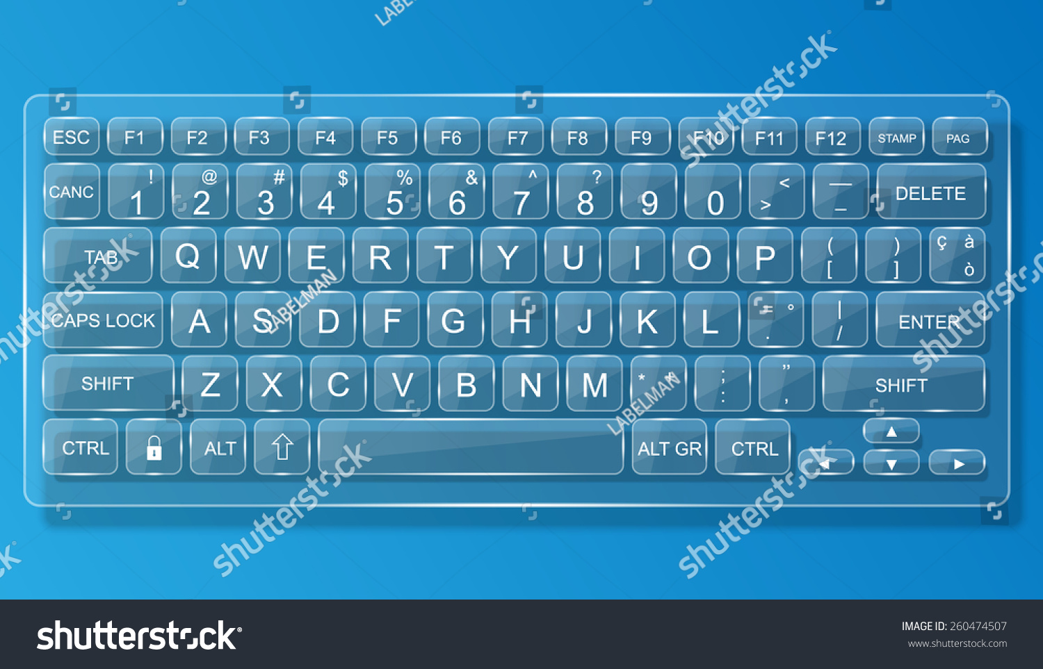 Keyboard Pc Mac Glass Whit Shadow Stock Vector (Royalty Free) 260474507 ...