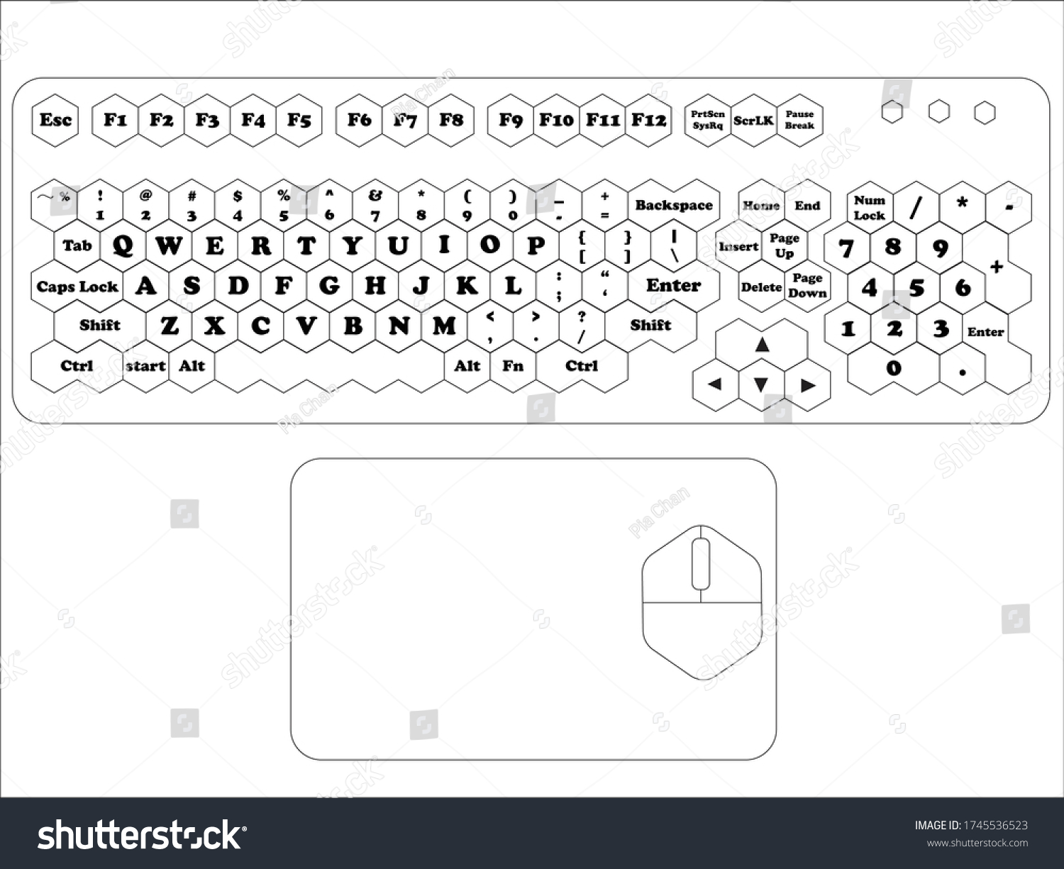 Keyboard Hexagonal Keypad Mouse Match Stock Vector (Royalty Free ...
