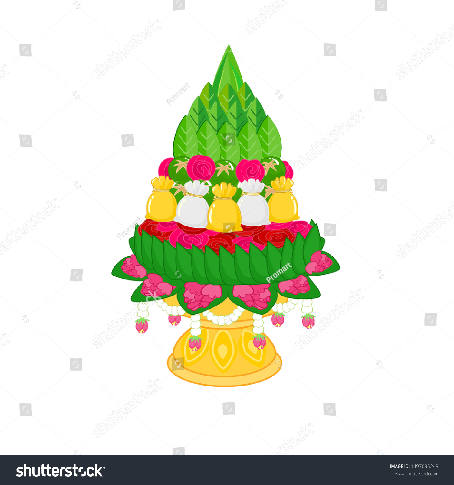 Khan Mak Procession Thai Wedding Vector Stock Vector (Royalty Free ...