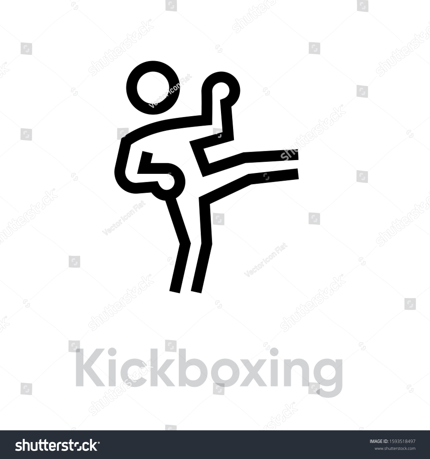 Kickboxing Icon Editable Stroke Vector Illustration Stock Vector ...