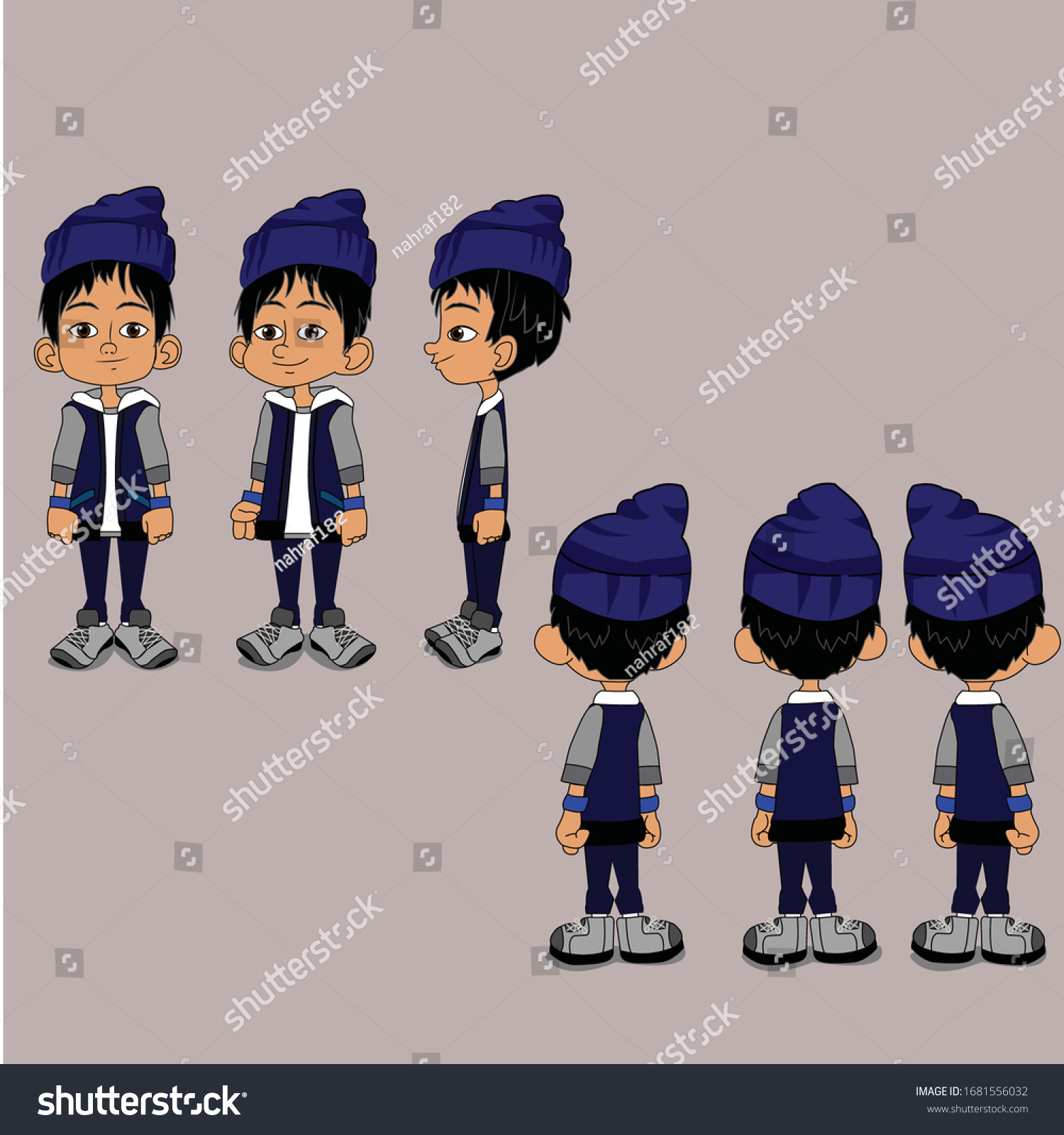 Kid Boy Character Various Angles: เวกเตอร์สต็อก (ปลอดค่าลิขสิทธิ์ ...