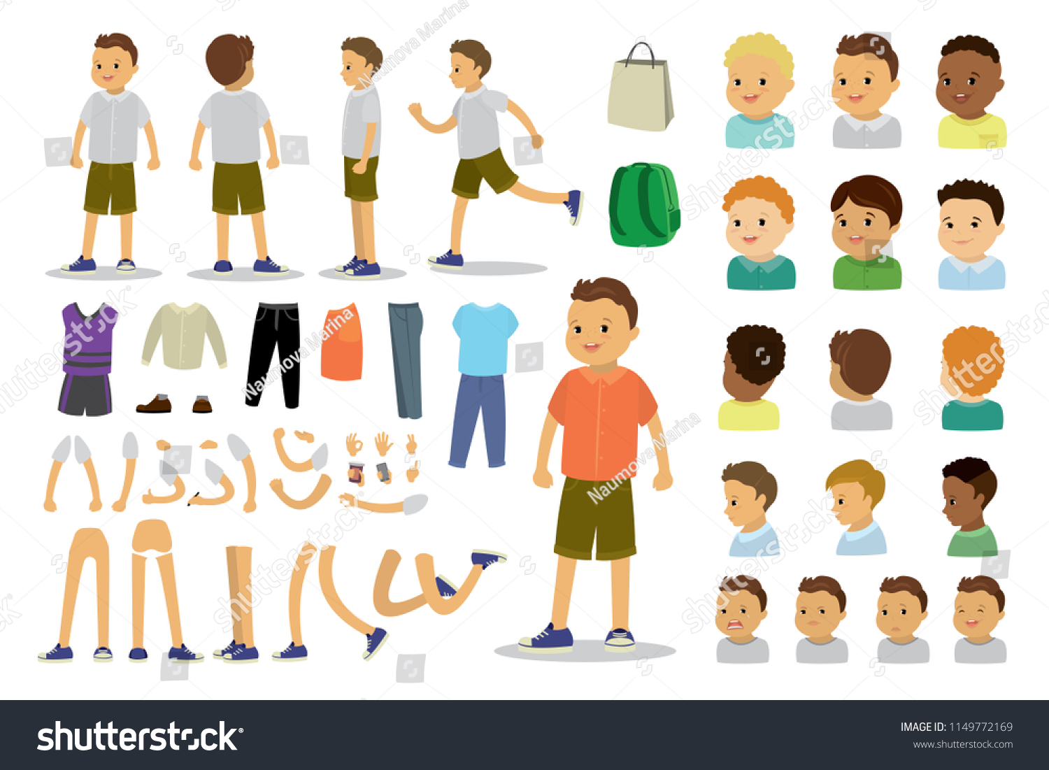Kid Boy Constructorhuman Template Avatars Charactersisolated Stock ...