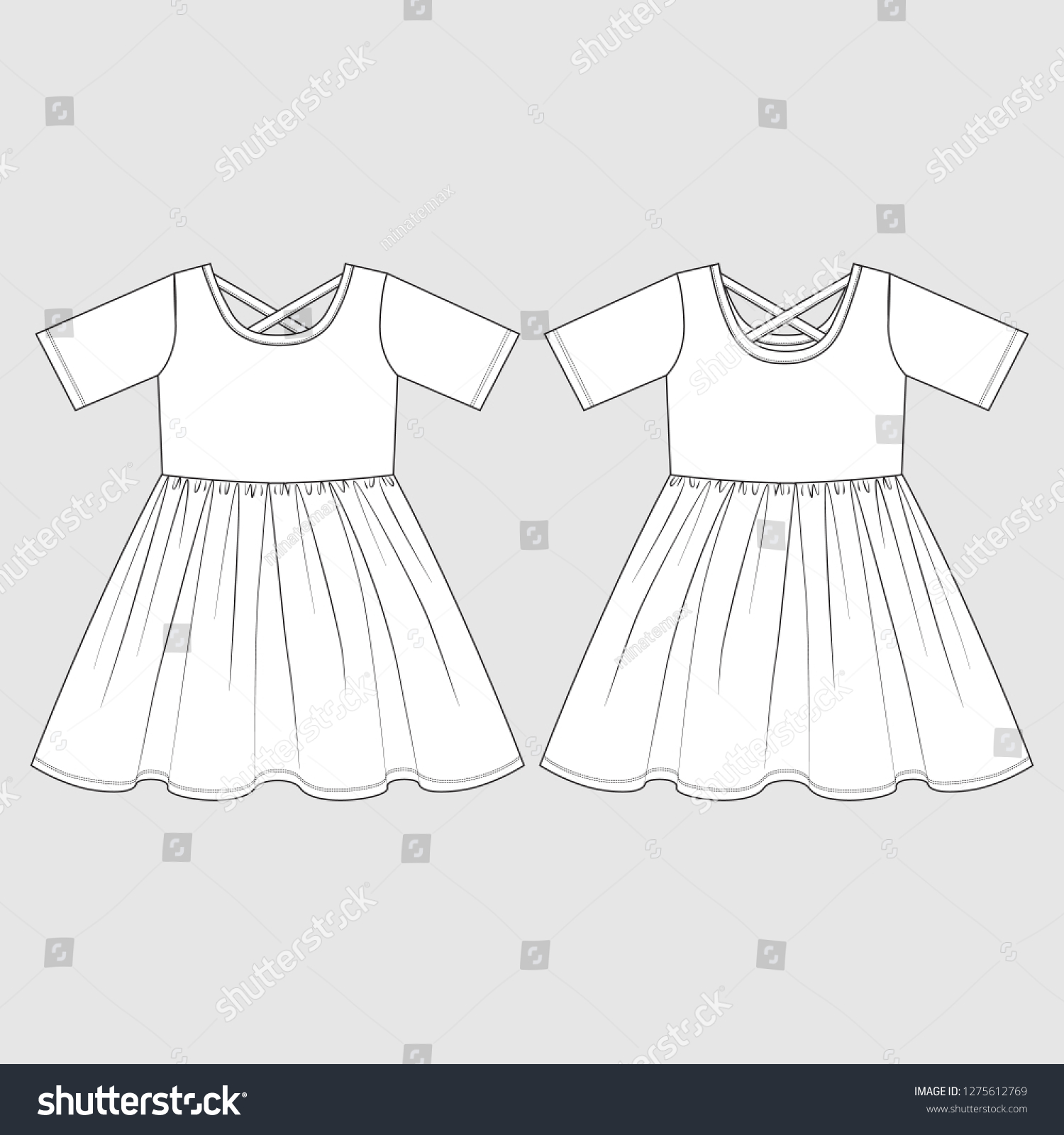 Kid Clothes Cad Technical Drawing: vector de stock (libre de regalías ...
