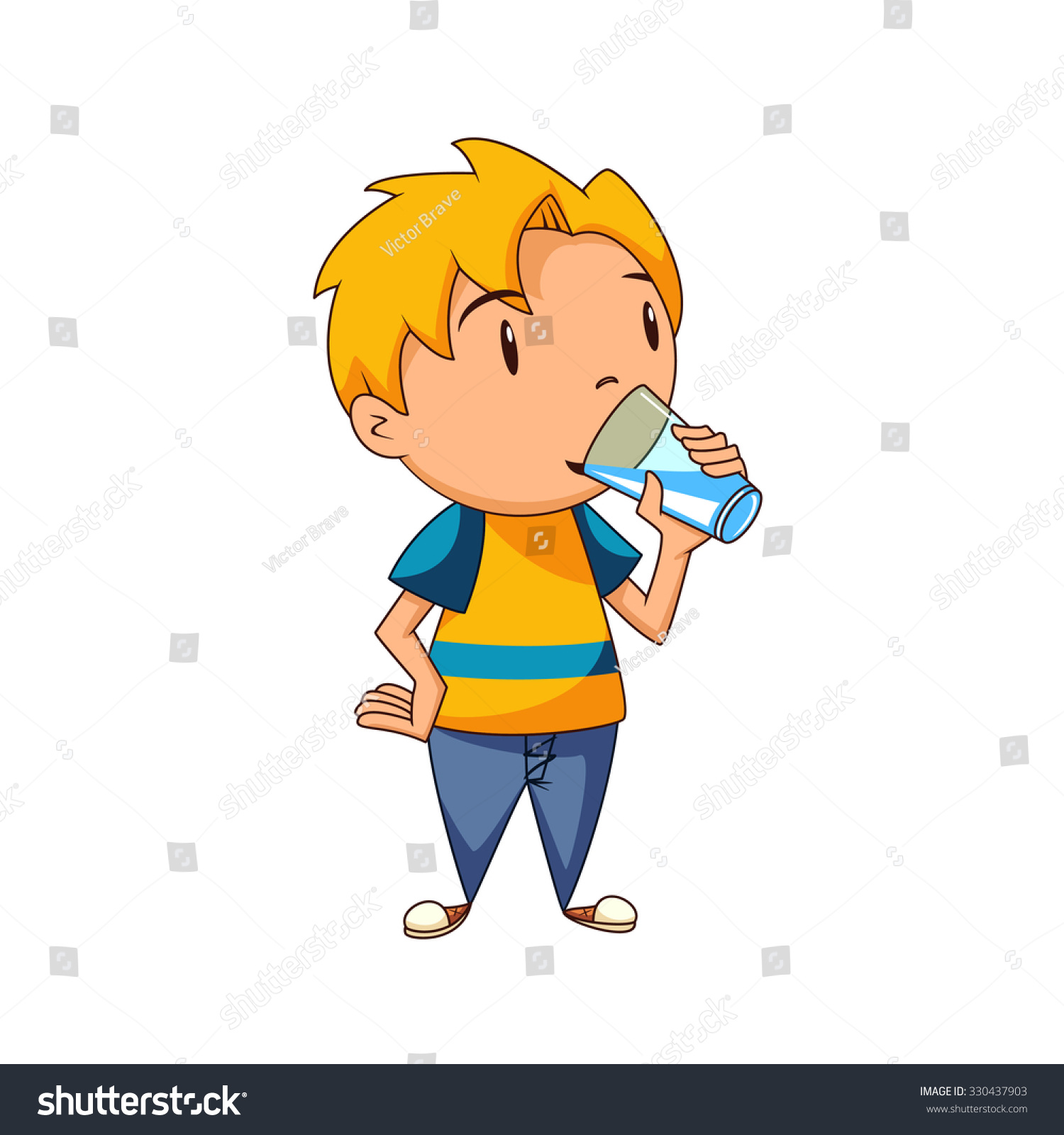 Kid Drinking Water Vector Illustration 库存矢量图（免版税）330437903 | Shutterstock