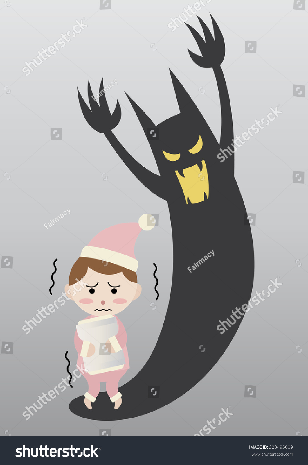 Kid Fear Ghost Cartoon Vector Stok Vektör (Telifsiz) 323495609 ...
