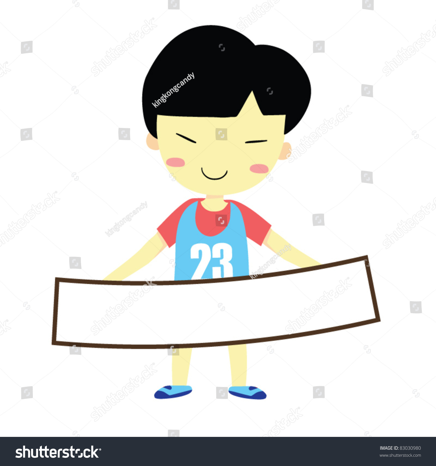 Kid Holding Blank Sign Vector: vector de stock (libre de regalías ...