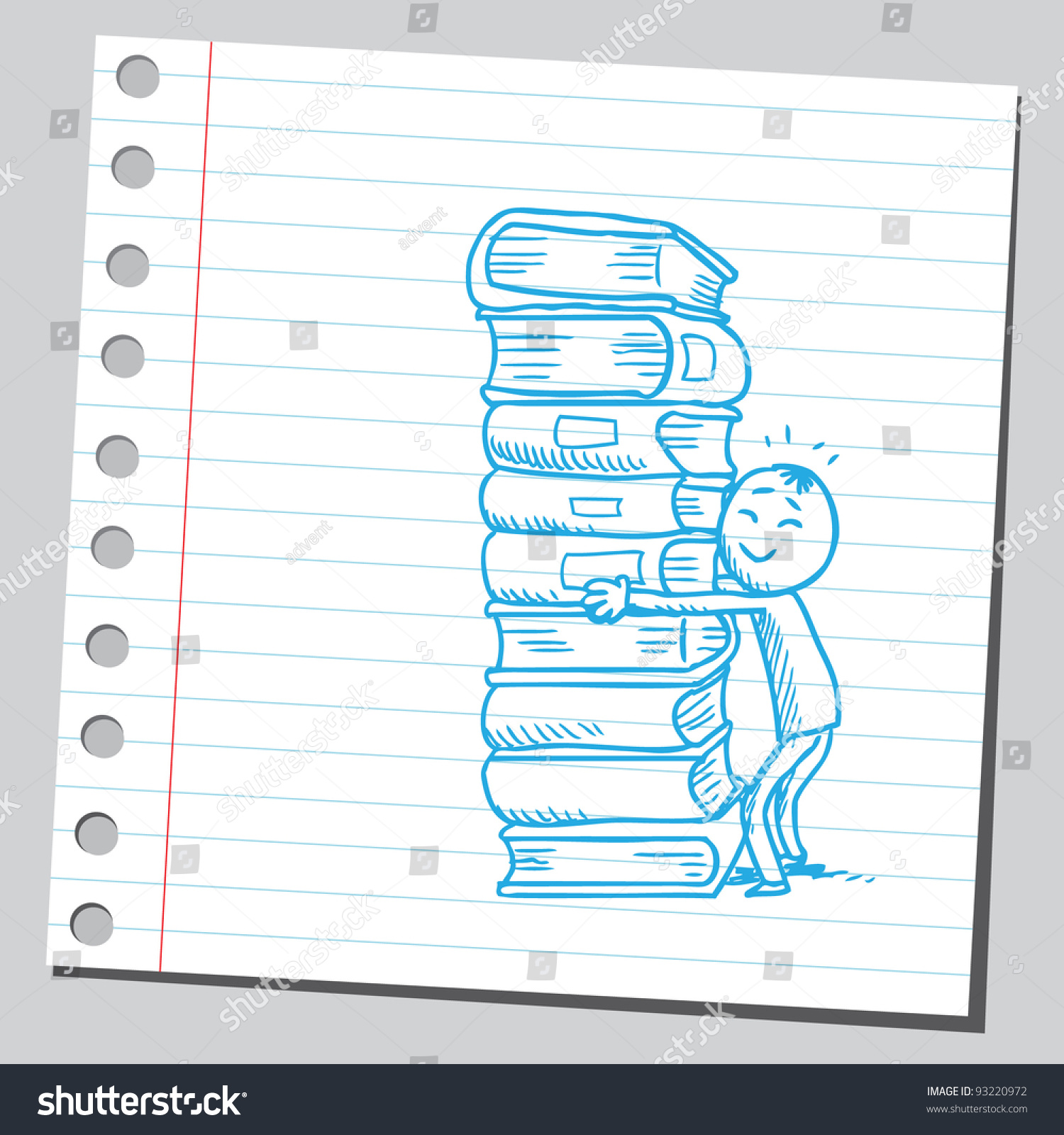 Kid Hugging Book Pile Stock Vector (Royalty Free) 93220972 | Shutterstock