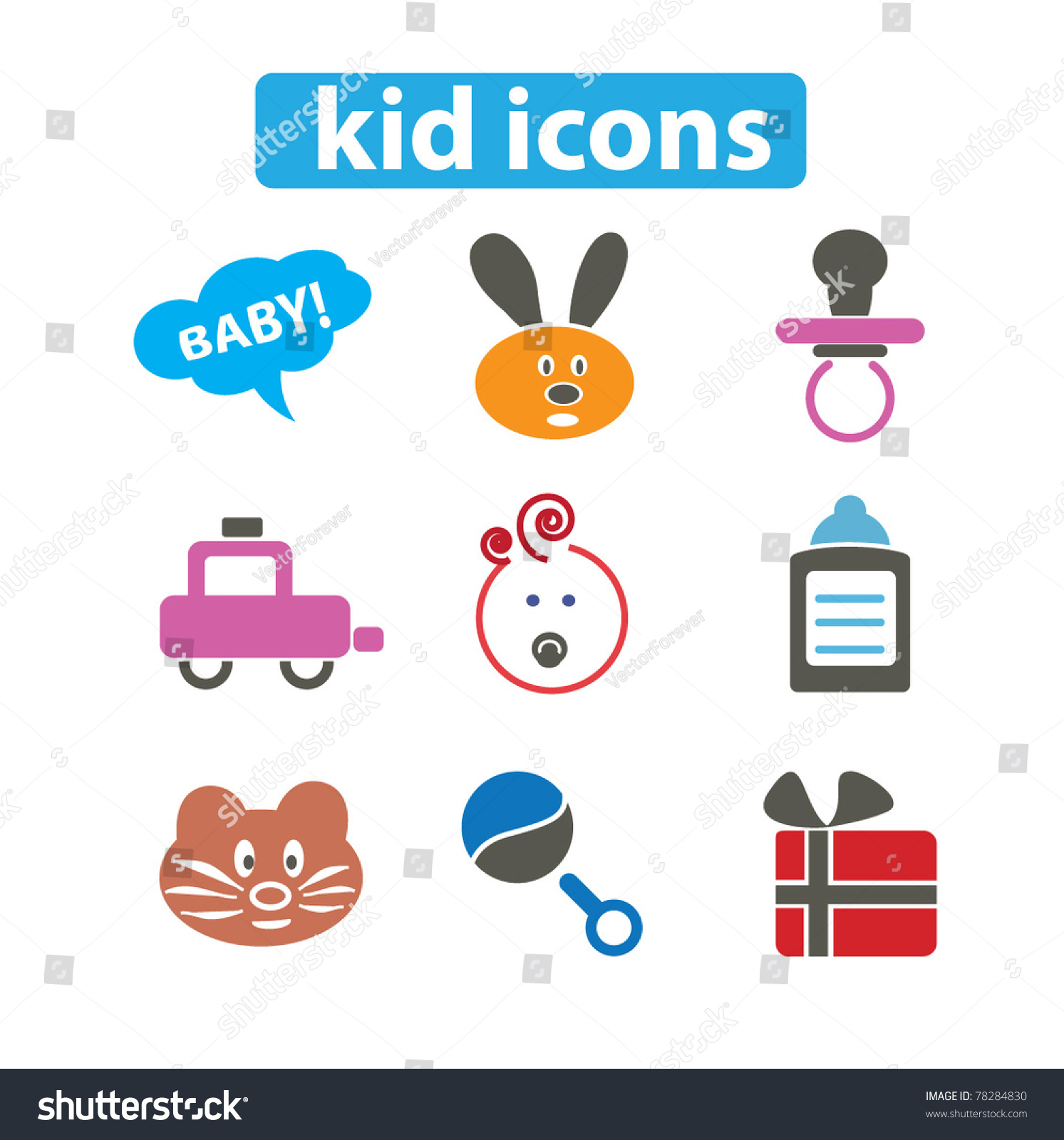 Kid Icons Signs Vector Illustrations Stock Vector (Royalty Free ...