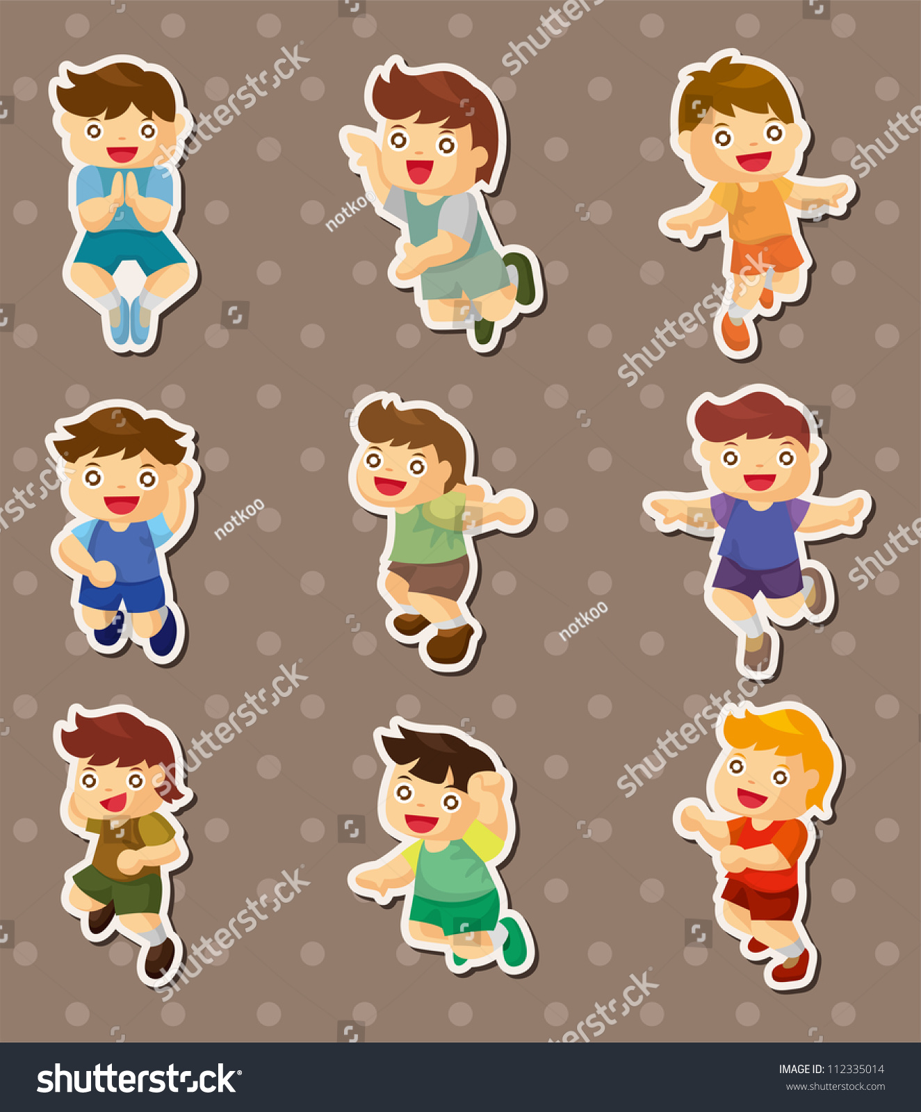 Kid Jump Stickers Stock Vector (Royalty Free) 112335014 | Shutterstock