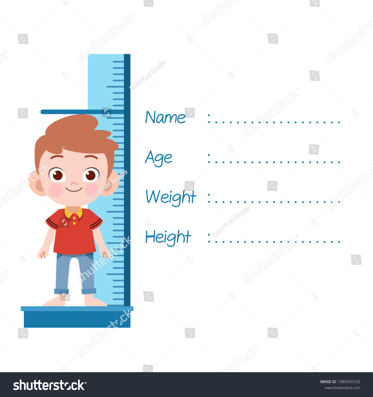 Kid Measure Height Vector Illustration Isolated: vetor stock (livre de ...