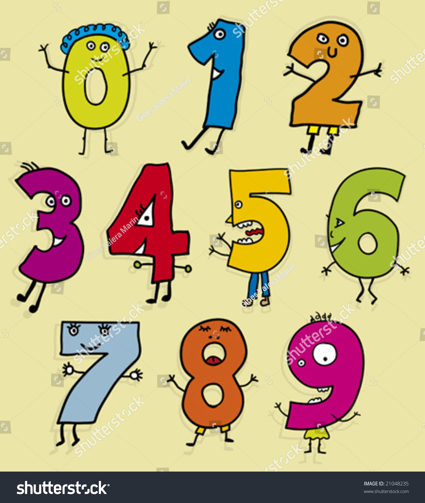 Kid Numbers Vector Numbers Infant Characters Stock Vector (Royalty Free ...