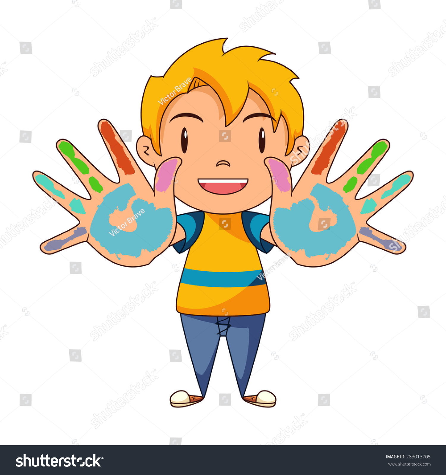 Kid Painted Hands Vector Illustration Stock Vector (Royalty Free ...