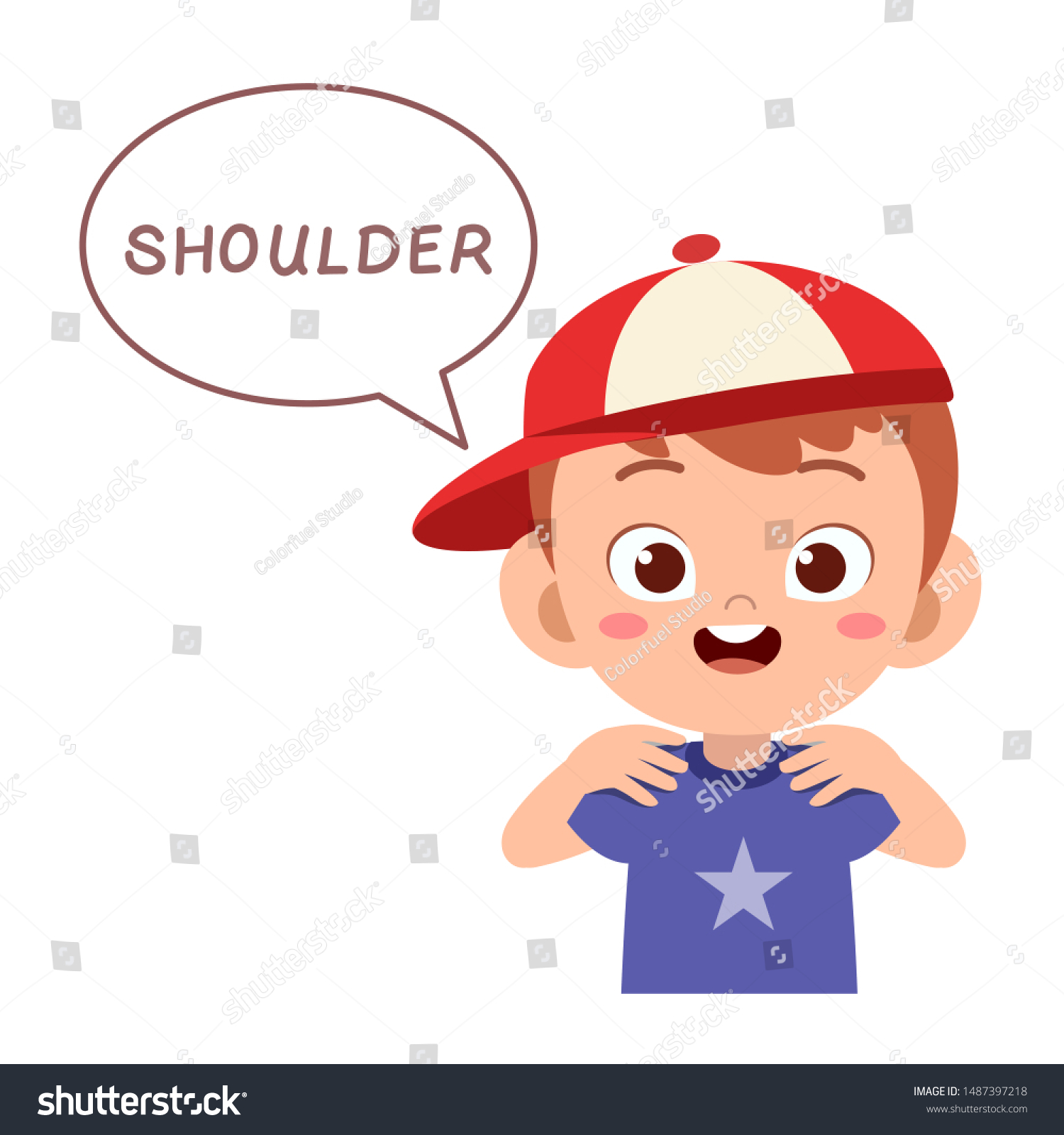Kid Pointing Body Part Vector Stock Vector (Royalty Free) 1487397218 ...