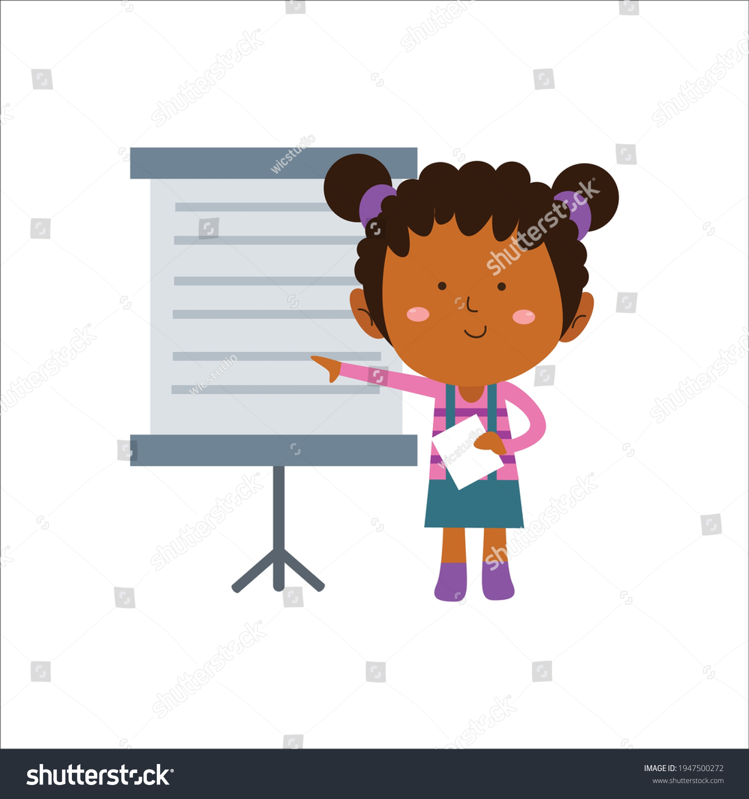 Kid Presentation Character Flat Cartoon Vector Stock Vector (Royalty ...