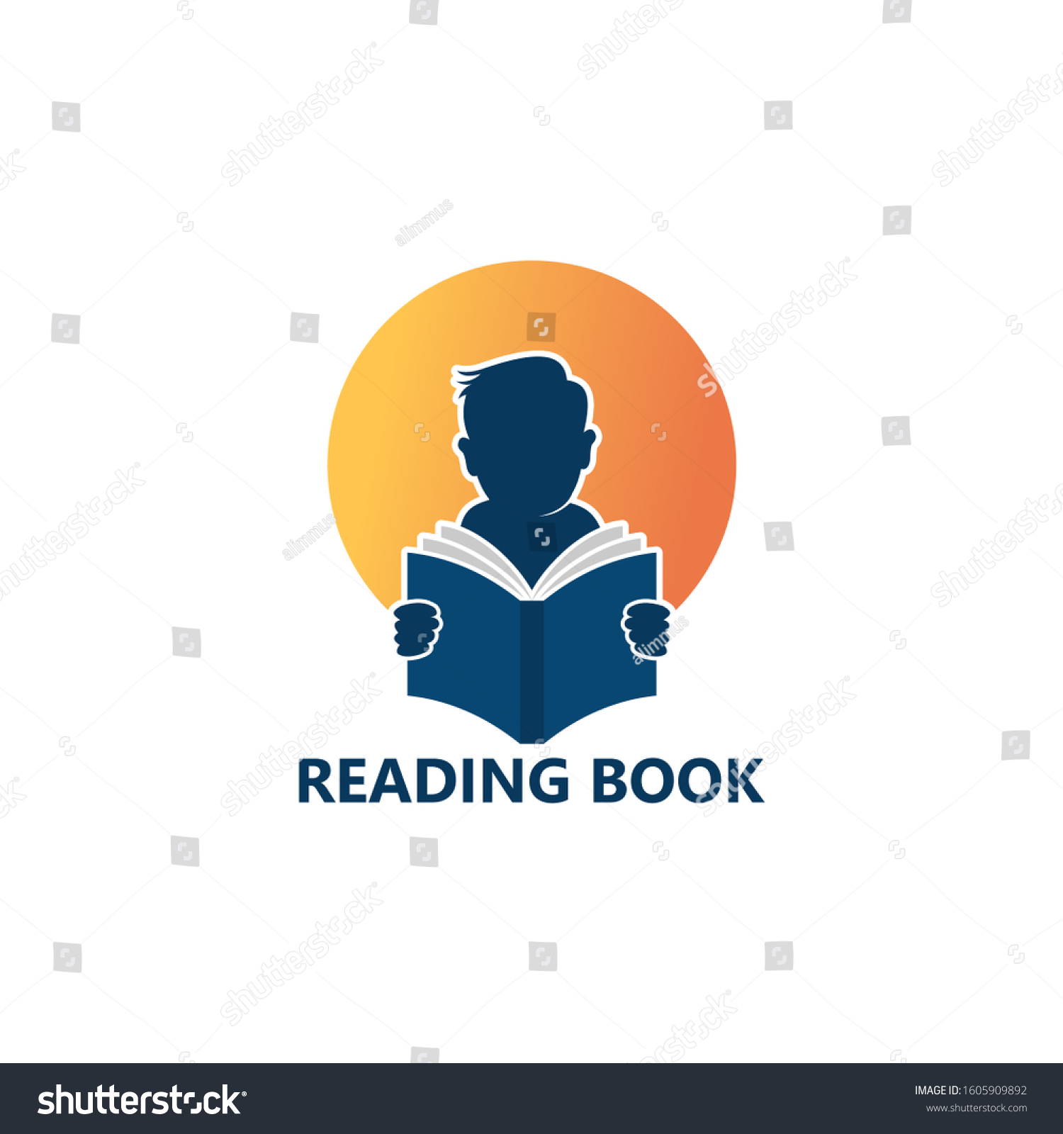 Kid Reading Book Logo Template Design Stock Vector (Royalty Free ...