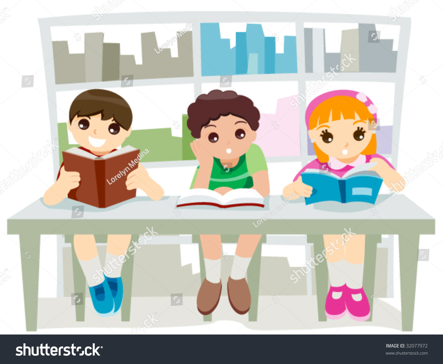 Kids Library Vector: เวกเตอร์สต็อก (ปลอดค่าลิขสิทธิ์) 32077972 ...
