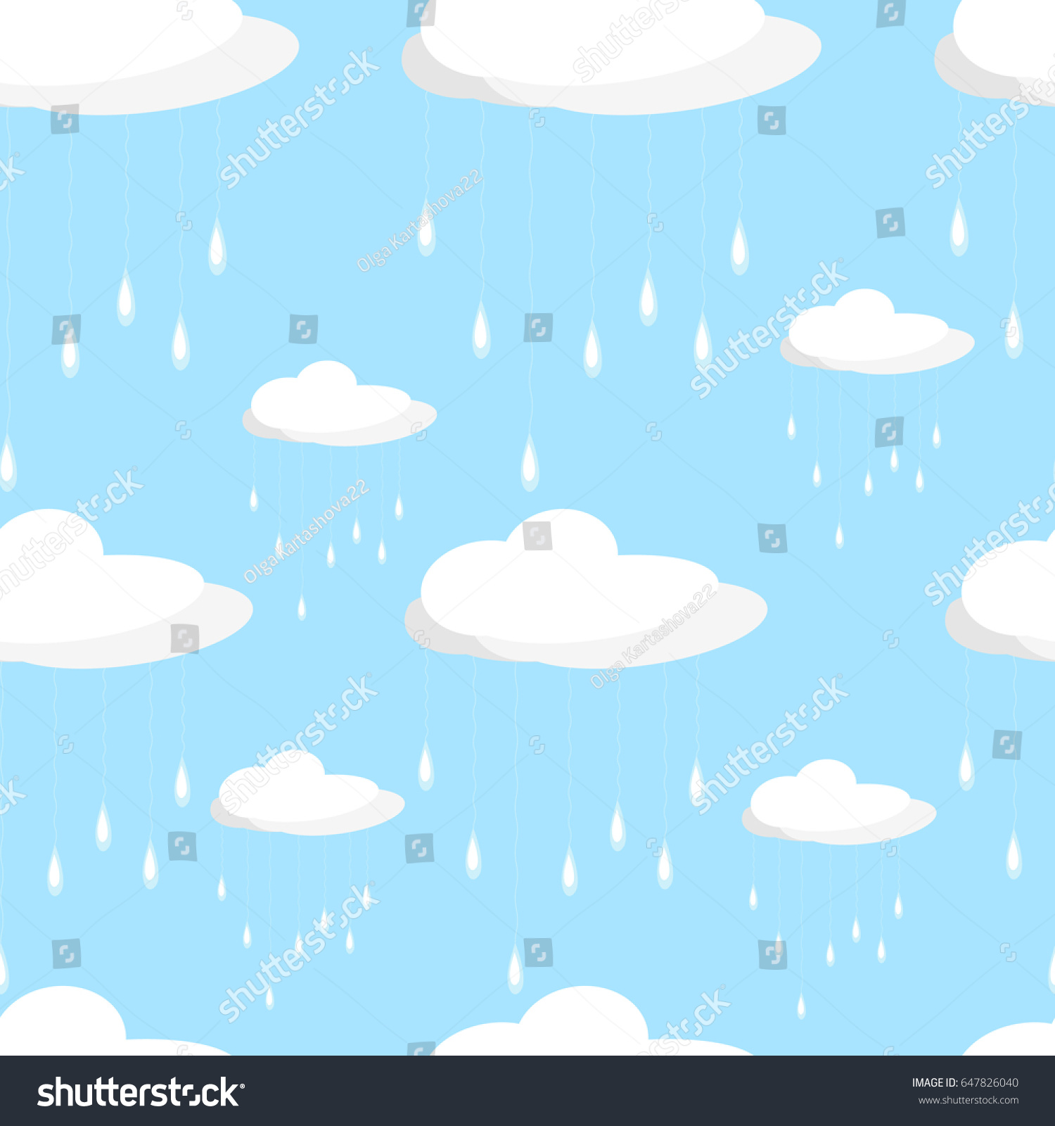 Kids Clouds Rain On Sky Vector Stock Vector (Royalty Free) 647826040 ...