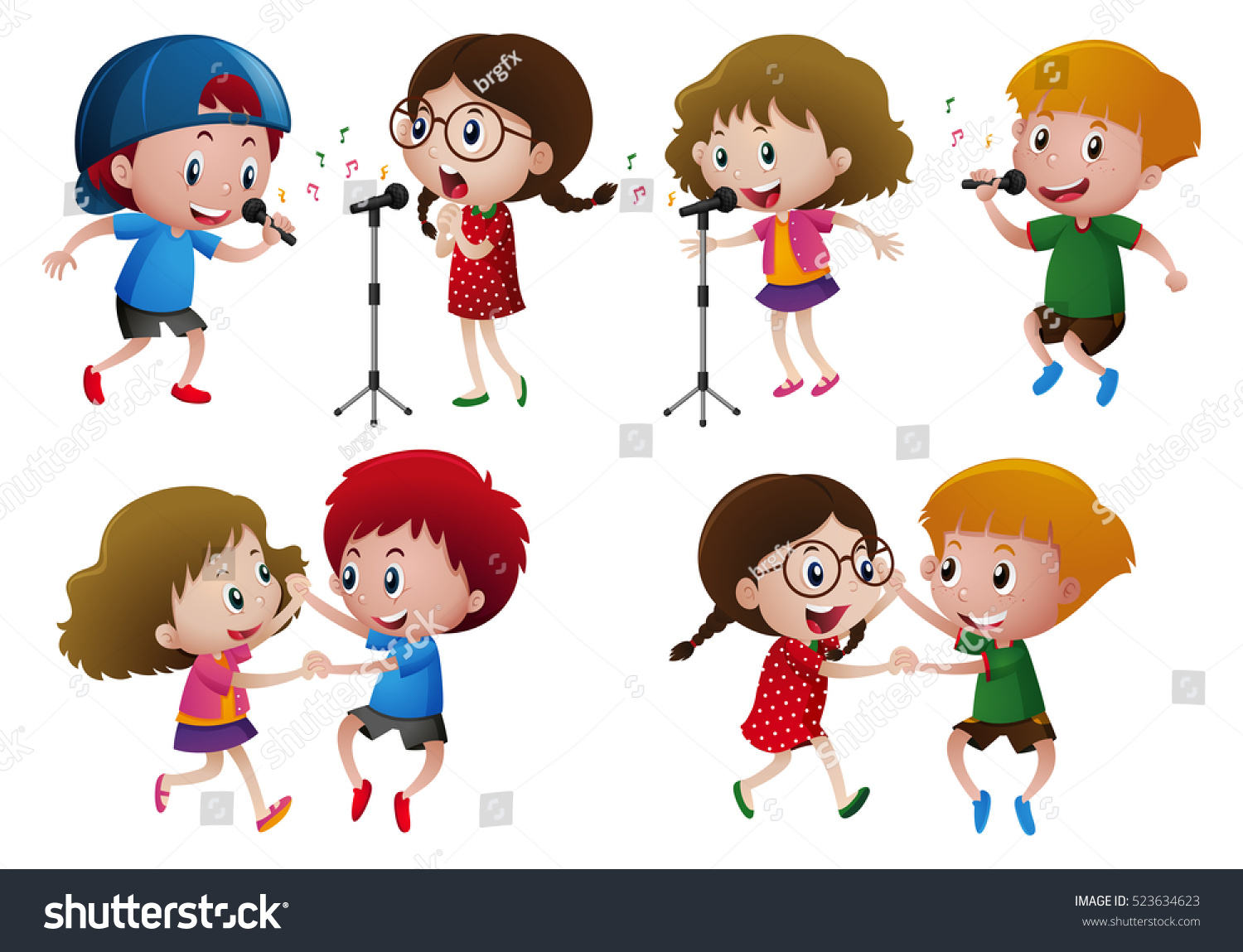 Kids Dancing Group Stock Vector (Royalty Free) 523634623 | Shutterstock