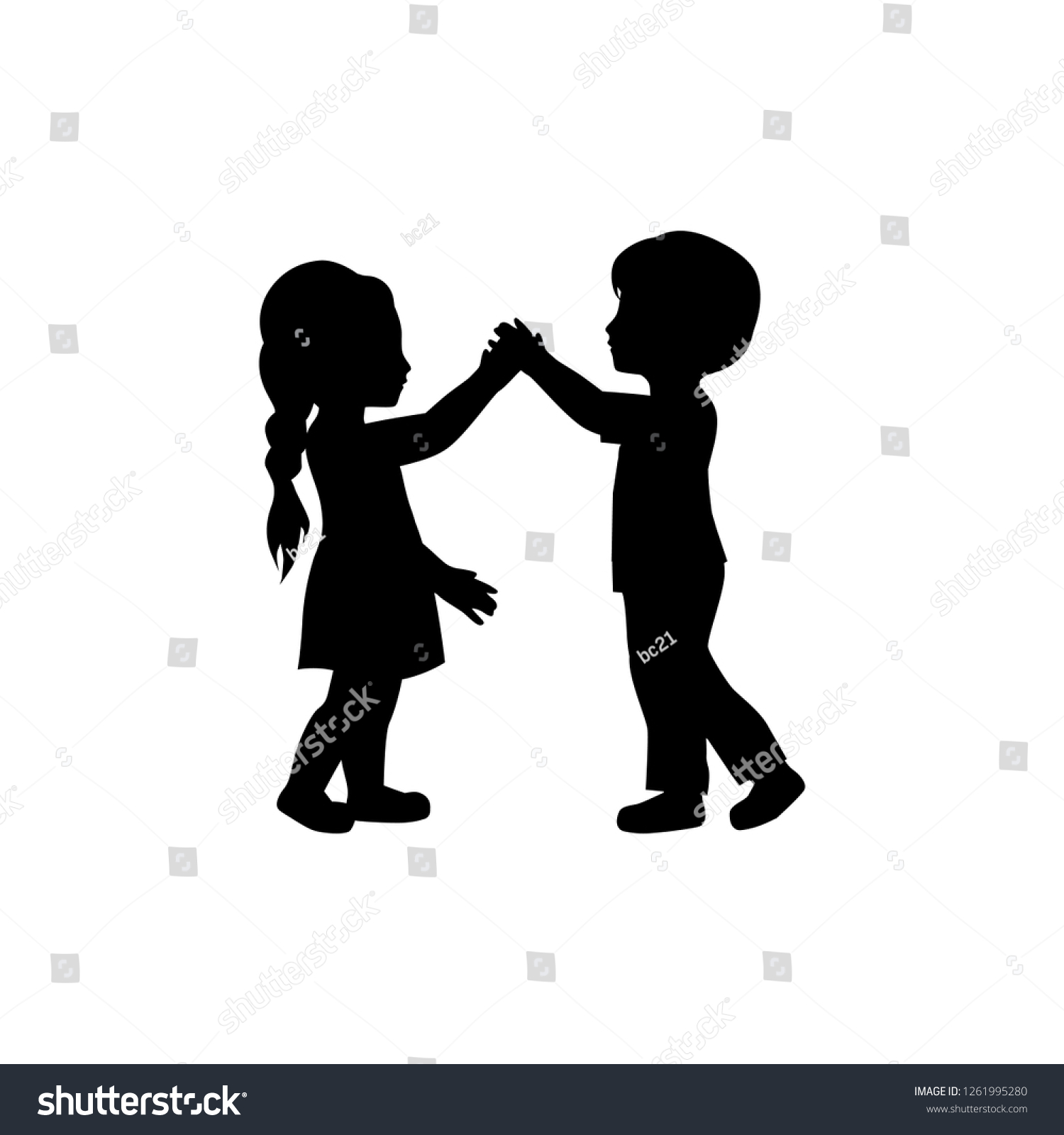 Kids Dancing Vector Logo Icon Stock Vector (Royalty Free) 1261995280