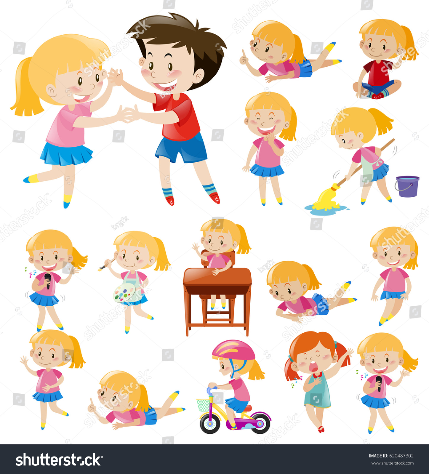 Kids Doing Different Activities Illustration Stock Vector (Royalty Free ...