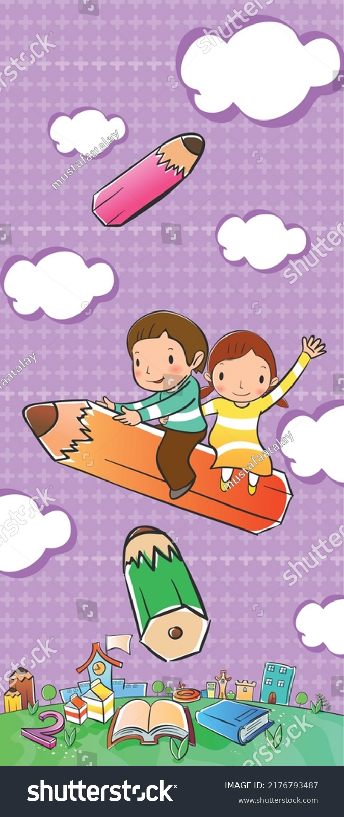 Kids Dreams Vertical Illustrations School Student Stock Vector (Royalty ...