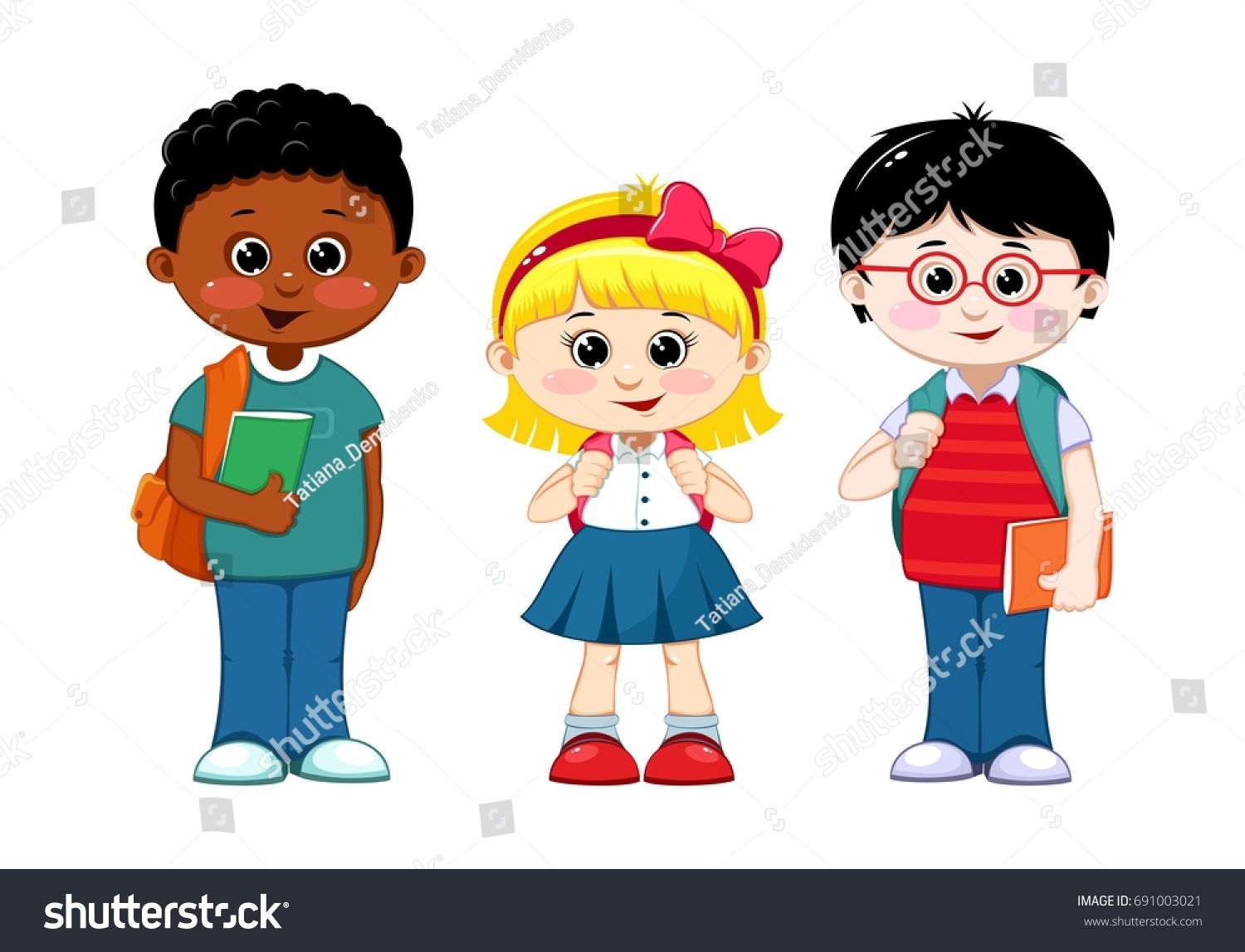 Kids Elementary School Students Vector Illustration : image vectorielle ...