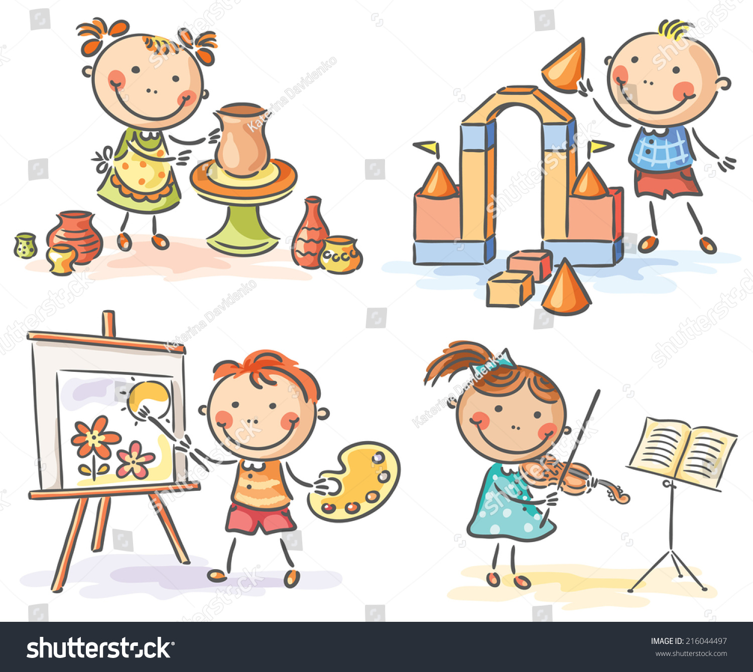 Kids Engaged Different Creative Activities Stock Vector (Royalty Free ...