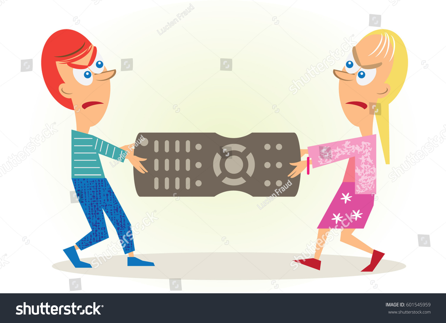 Kids Fighting Over Remote Control Stock Vector (Royalty Free) 601545959 ...