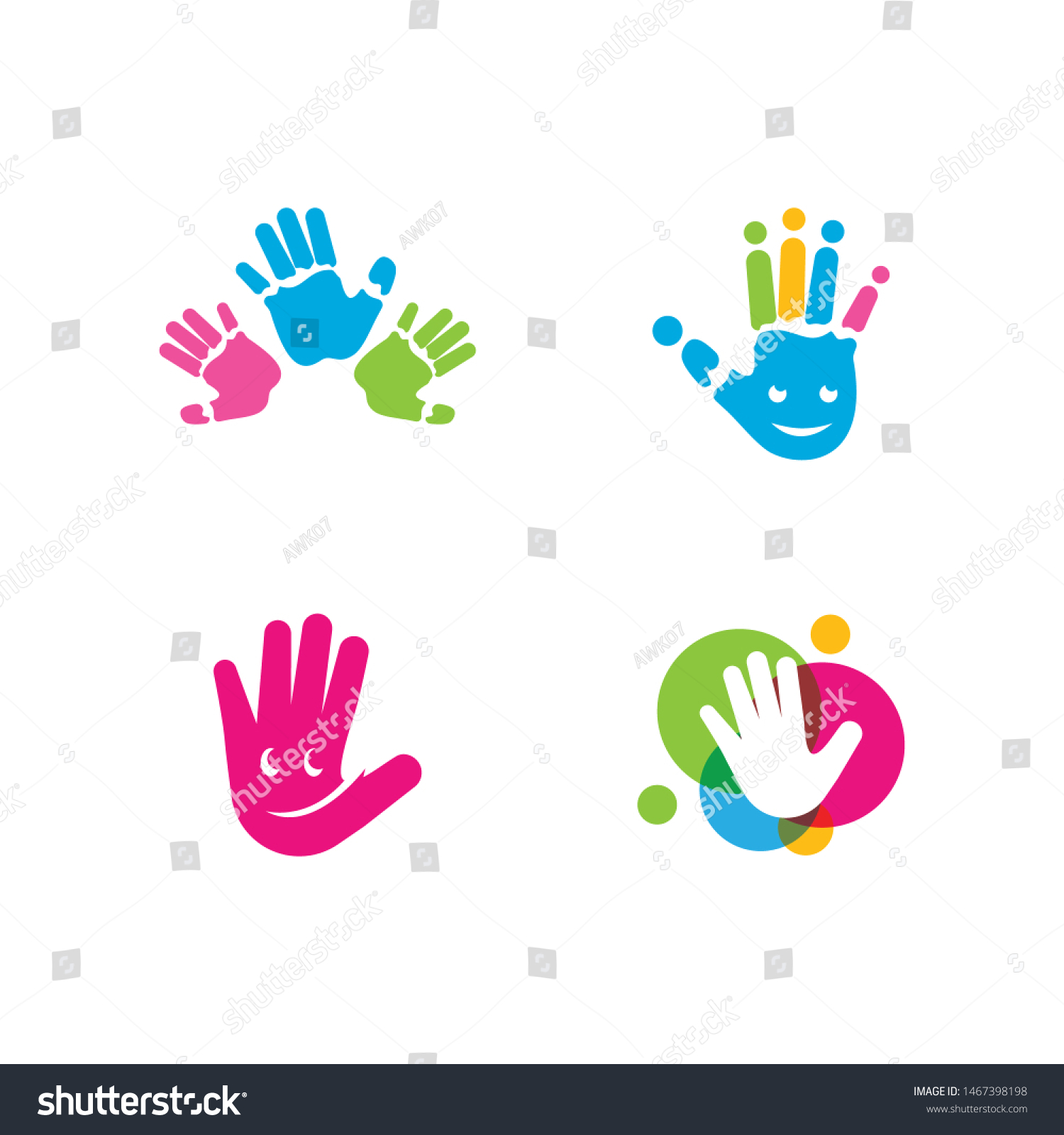 Kids Hands Logo Vector Template Stock Vector (Royalty Free) 1467398198 ...