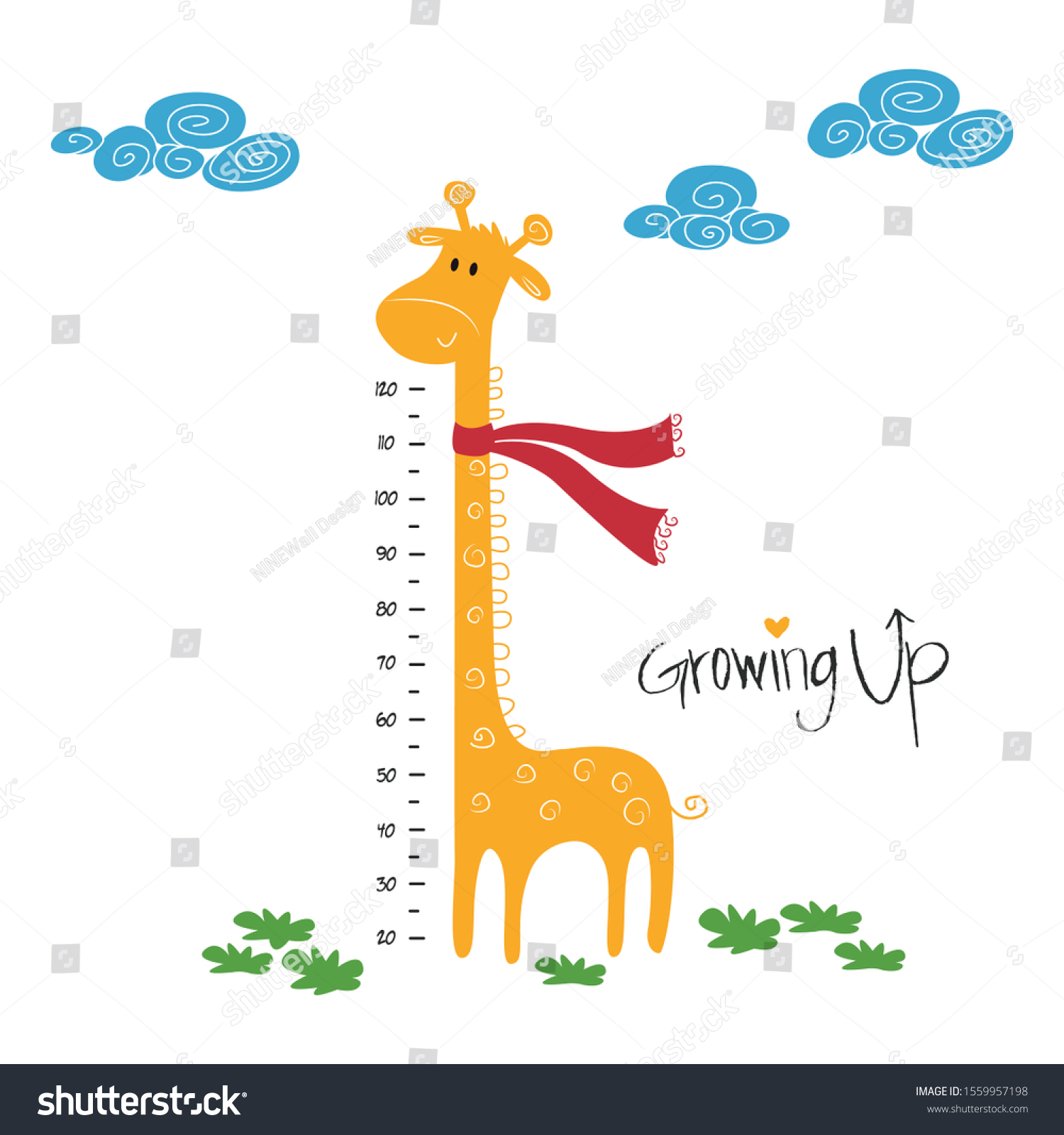 Kids Height Ruler Giraffe Vector Stock Vector (Royalty Free) 1559957198 ...