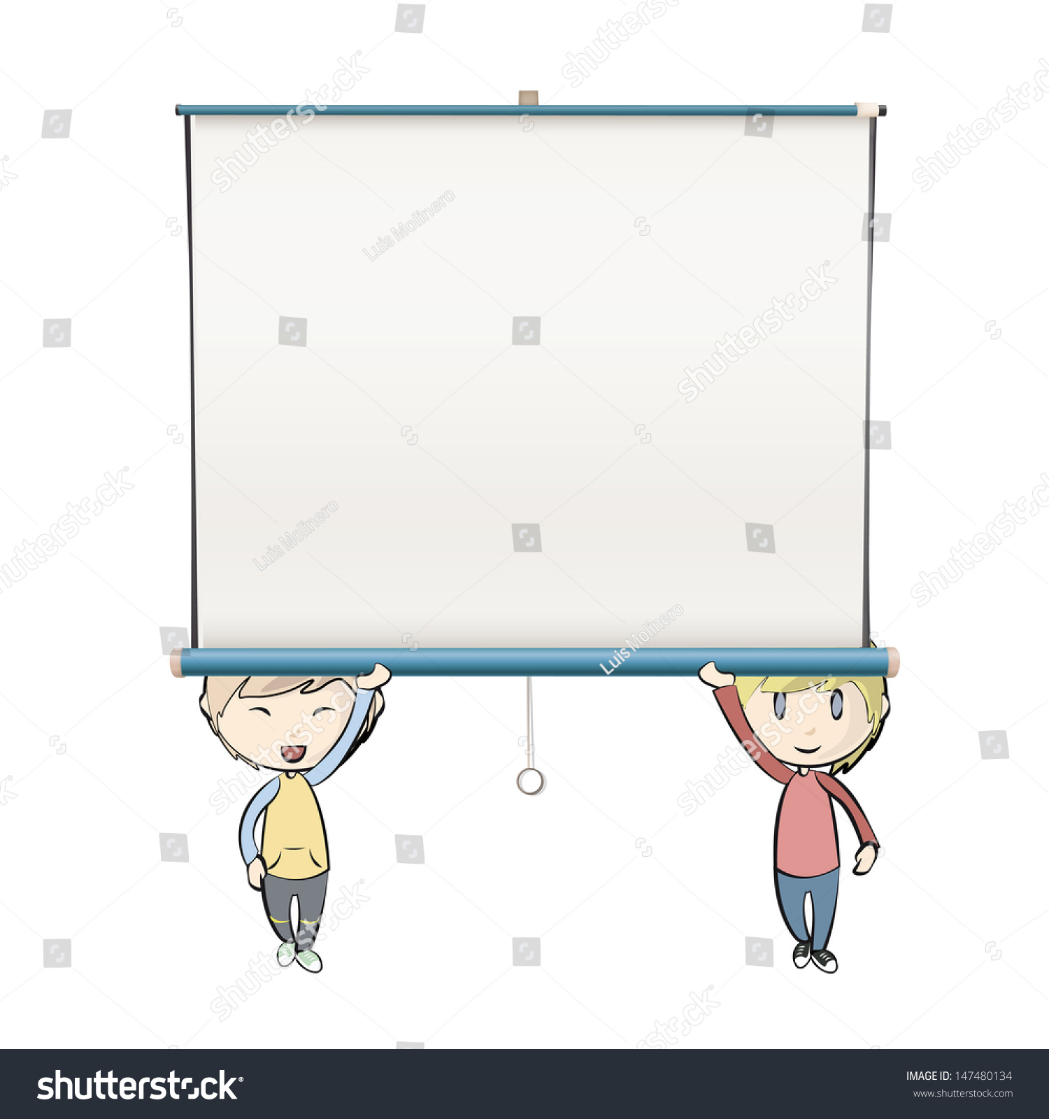 Kids Holding Empty White Projector Screen: เวกเตอร์สต็อก (ปลอดค่า ...