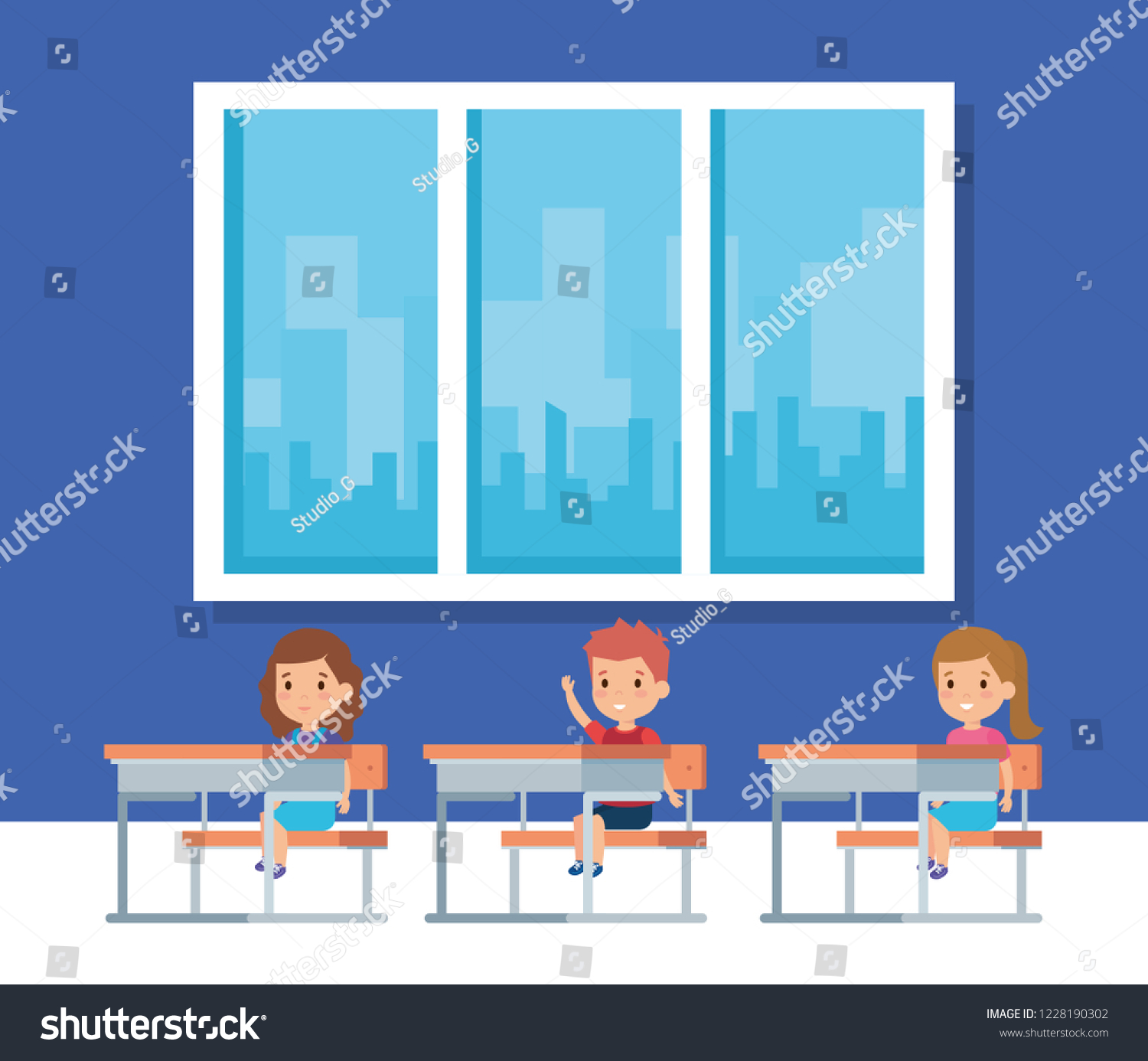 Kids Inside Classroom Design 스톡 벡터(로열티 프리) 1228190302 | Shutterstock