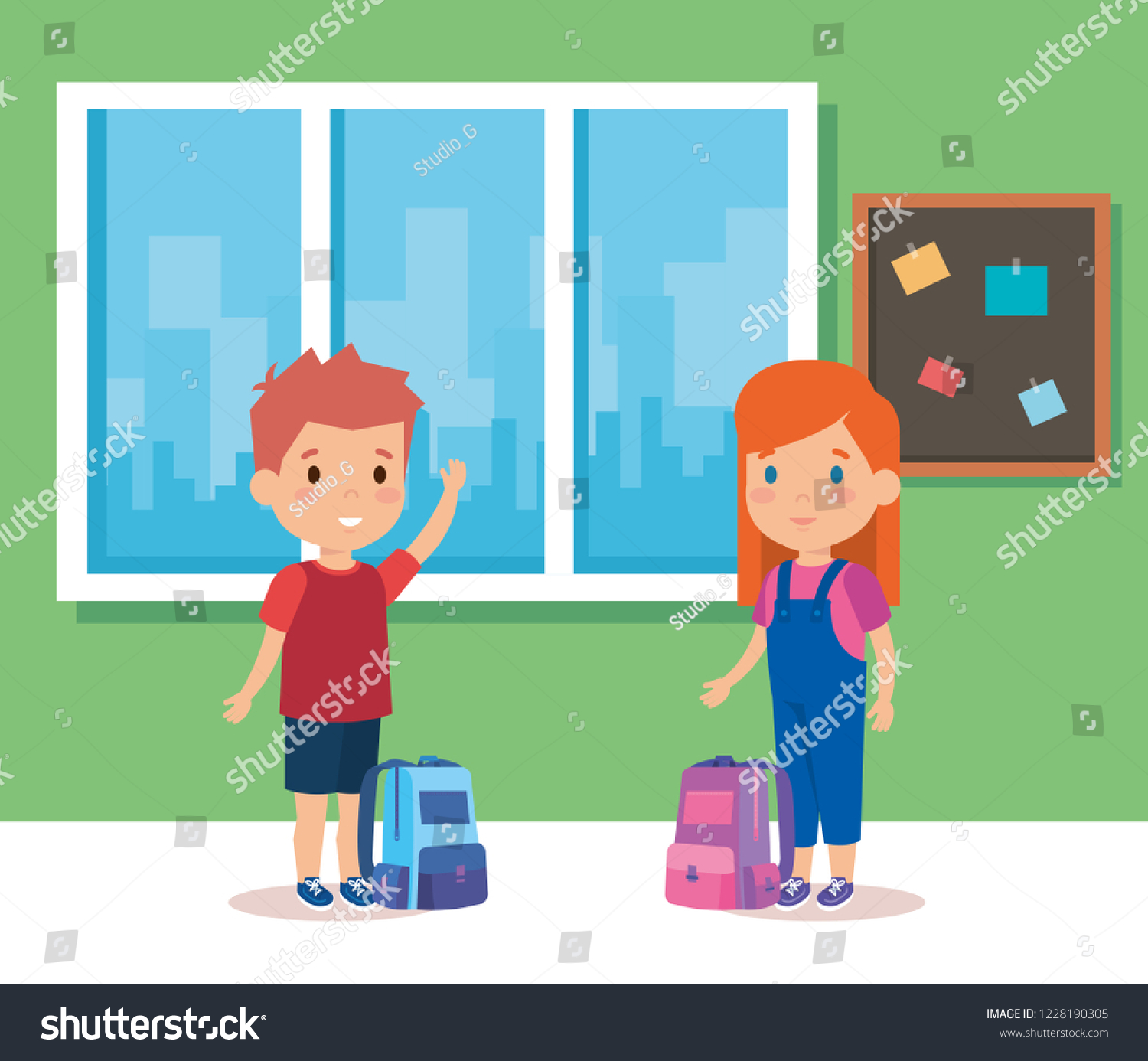 Kids Inside Classroom Design Stock Vector (Royalty Free) 1228190305 ...
