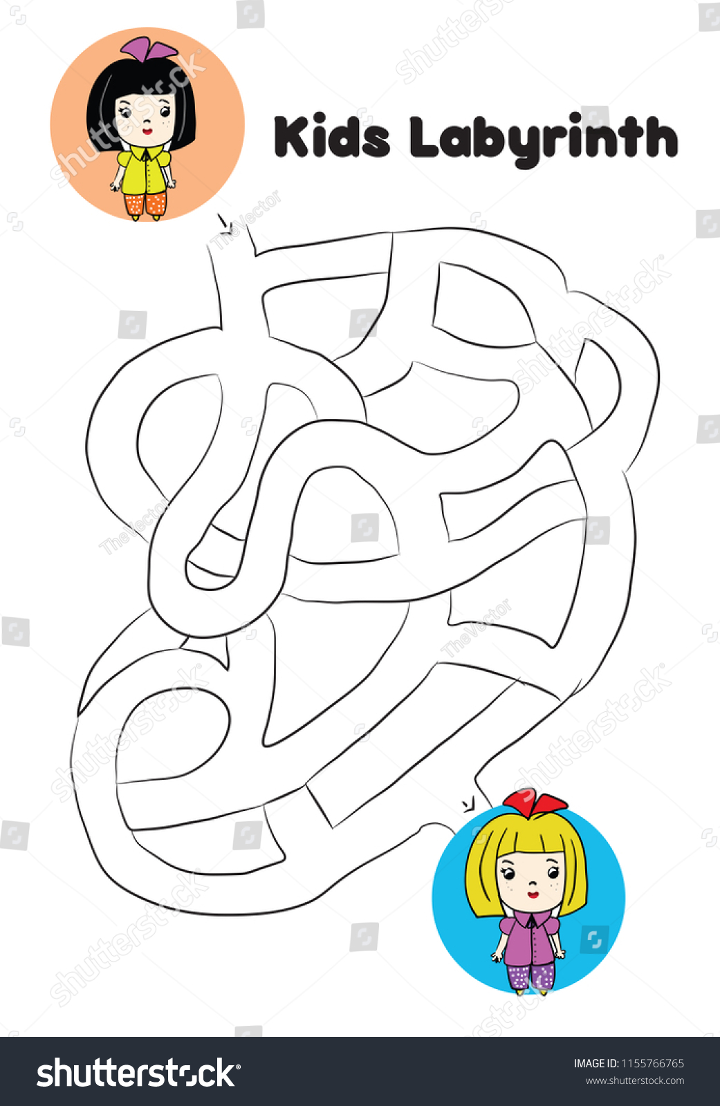 Vektor Stok Kids Labyrinth Game Page Vector (Tanpa Royalti) 1155766765 ...