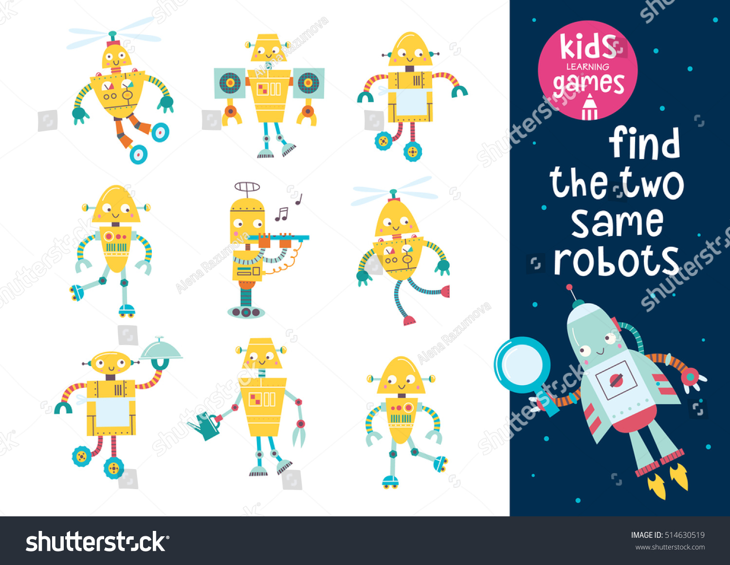 Kids Learning Game Find Same Robots 库存矢量图（免版税）514630519 | Shutterstock