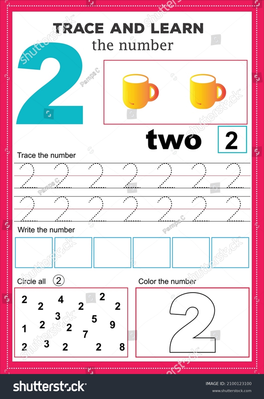 Kids Learning Material Worksheet Learning Numbers Stock Vector (Royalty ...