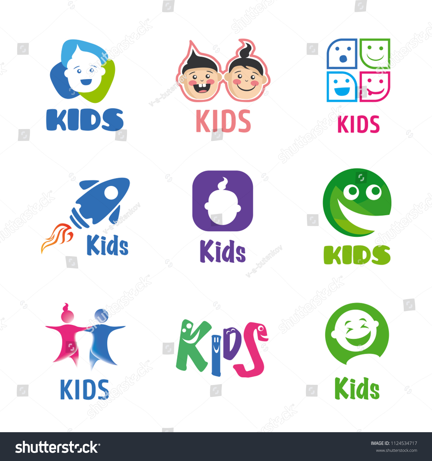 Kids Logo Set Stock Vector (Royalty Free) 1124534717 | Shutterstock