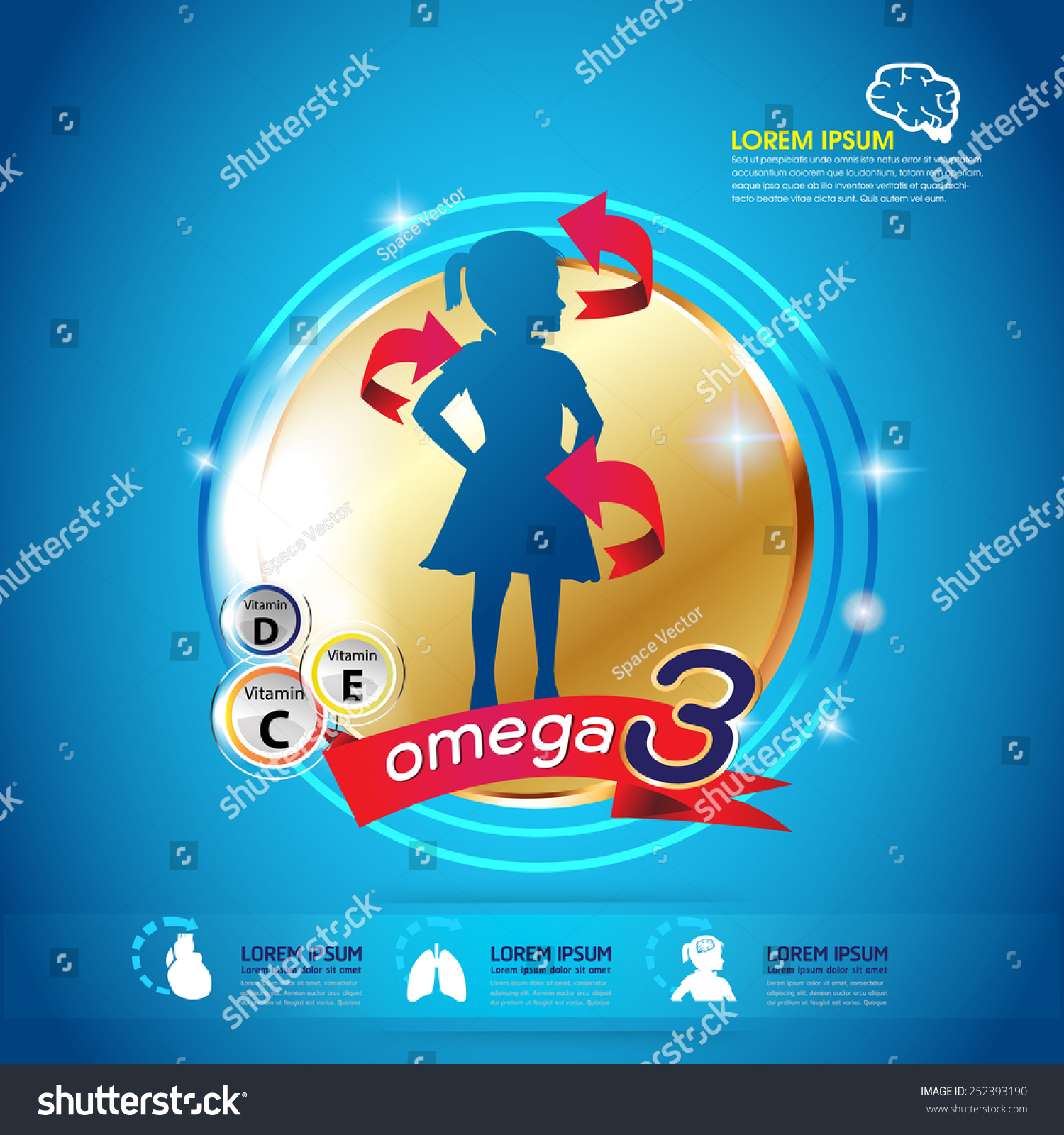 Kids Omega 3 Concept Vector Stock Vector (Royalty Free) 252393190 ...