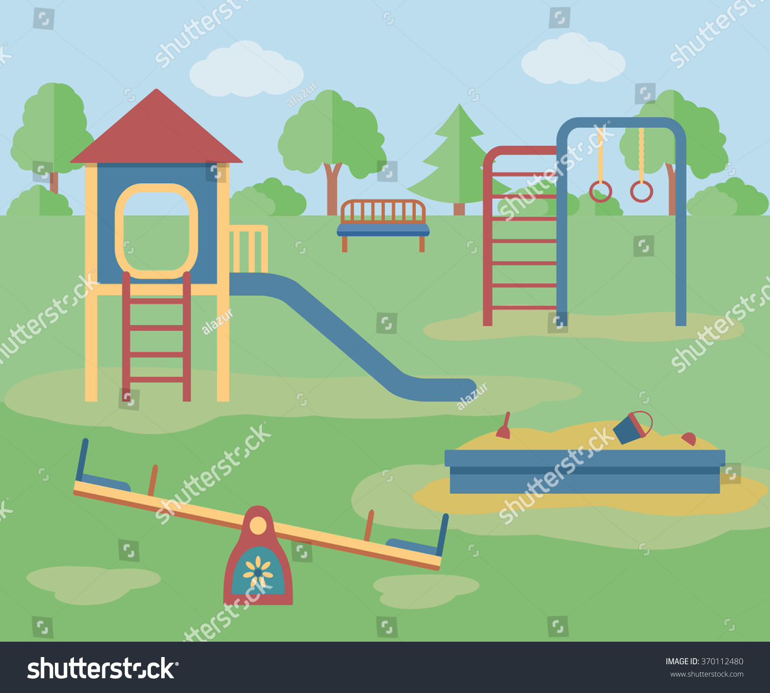 Kids Playground Vector Illustration 스톡 벡터(로열티 프리) 370112480 | Shutterstock