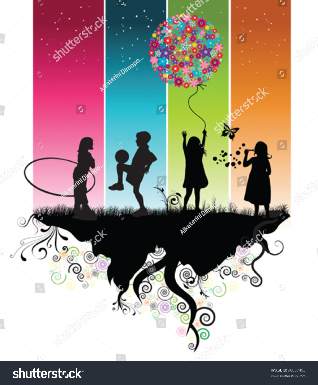 Kids Playing: vector de stock (libre de regalías) 96837493 | Shutterstock