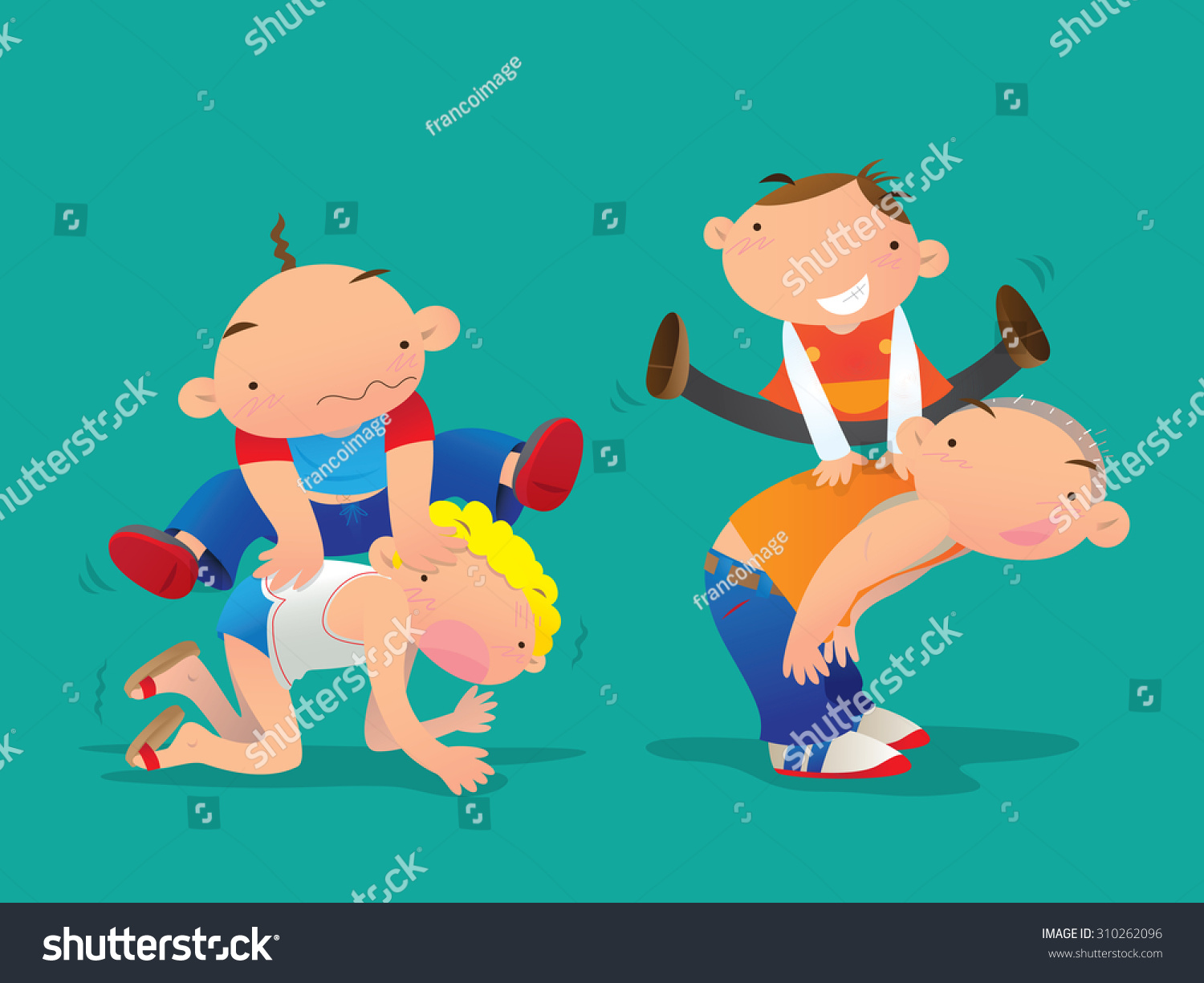 Kids Playing Leapfrog Stock Vector (Royalty Free) 310262096