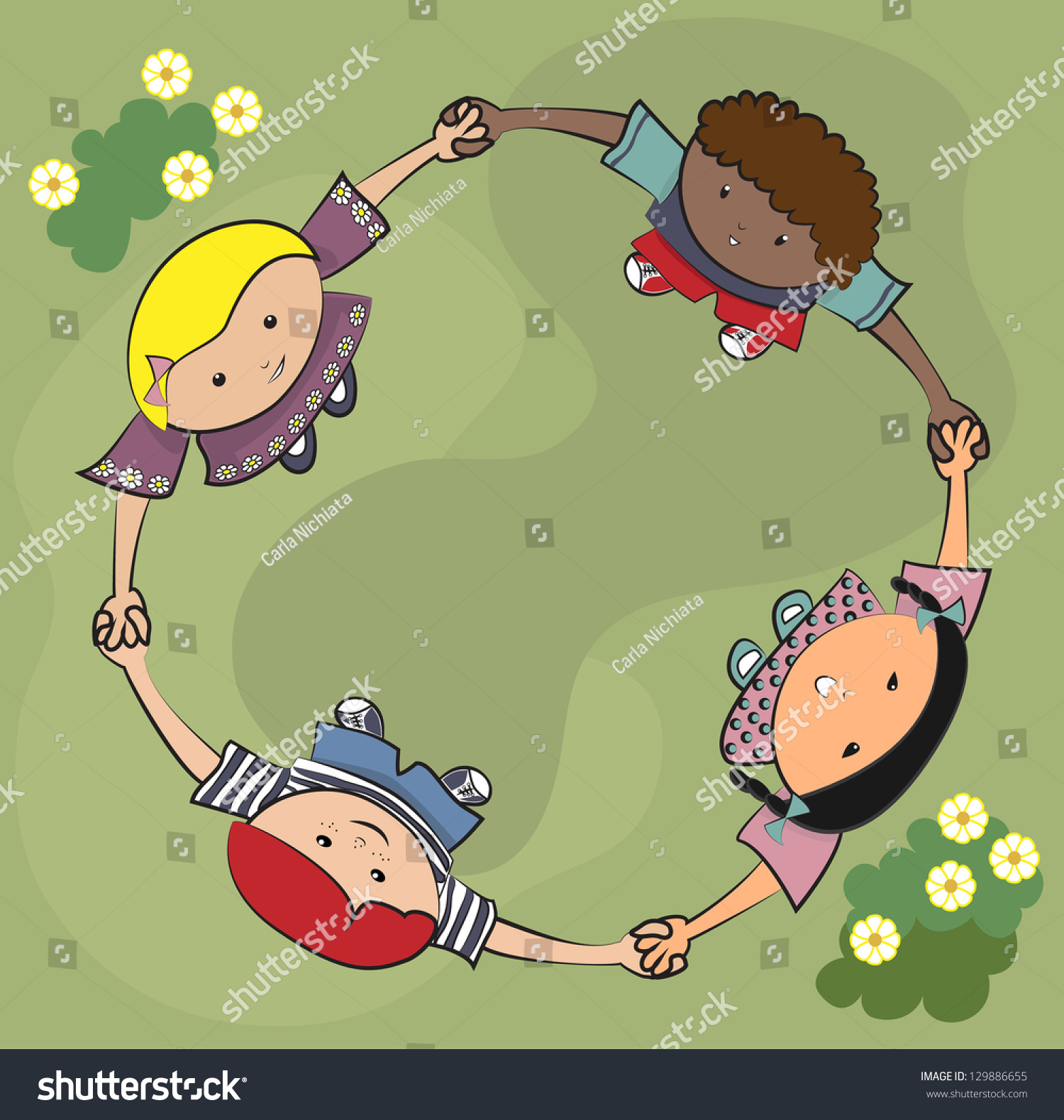 Kids Playing Round Dance Vector Stock Vector (Royalty Free) 129886655 ...